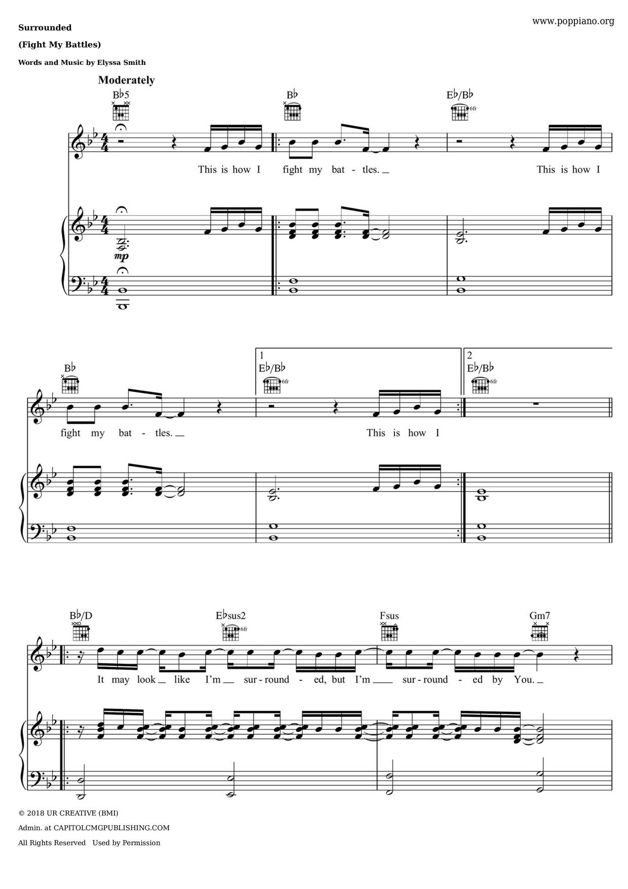 Spiritual-Surrounded (Fight My Battles) Sheet Music pdf, - Free Score ...