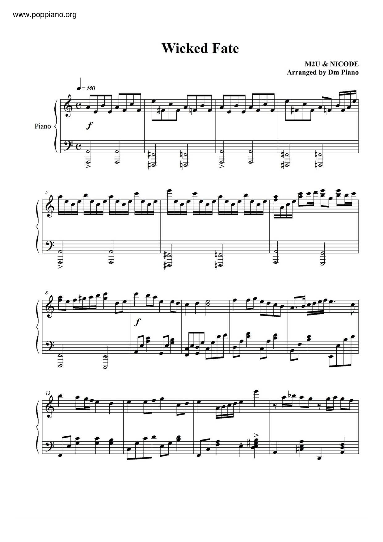M2U & Nicode-Wicked Fate Sheet Music pdf, - Free Score Download ★