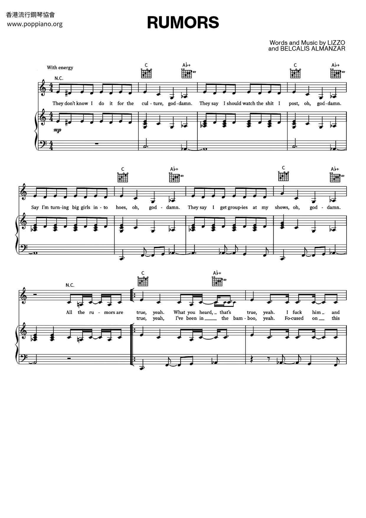 Lizzo Rumors Sheet Music Pdf Free Score Download lizzo-rumors-sheet-music-pdf-free-score-download