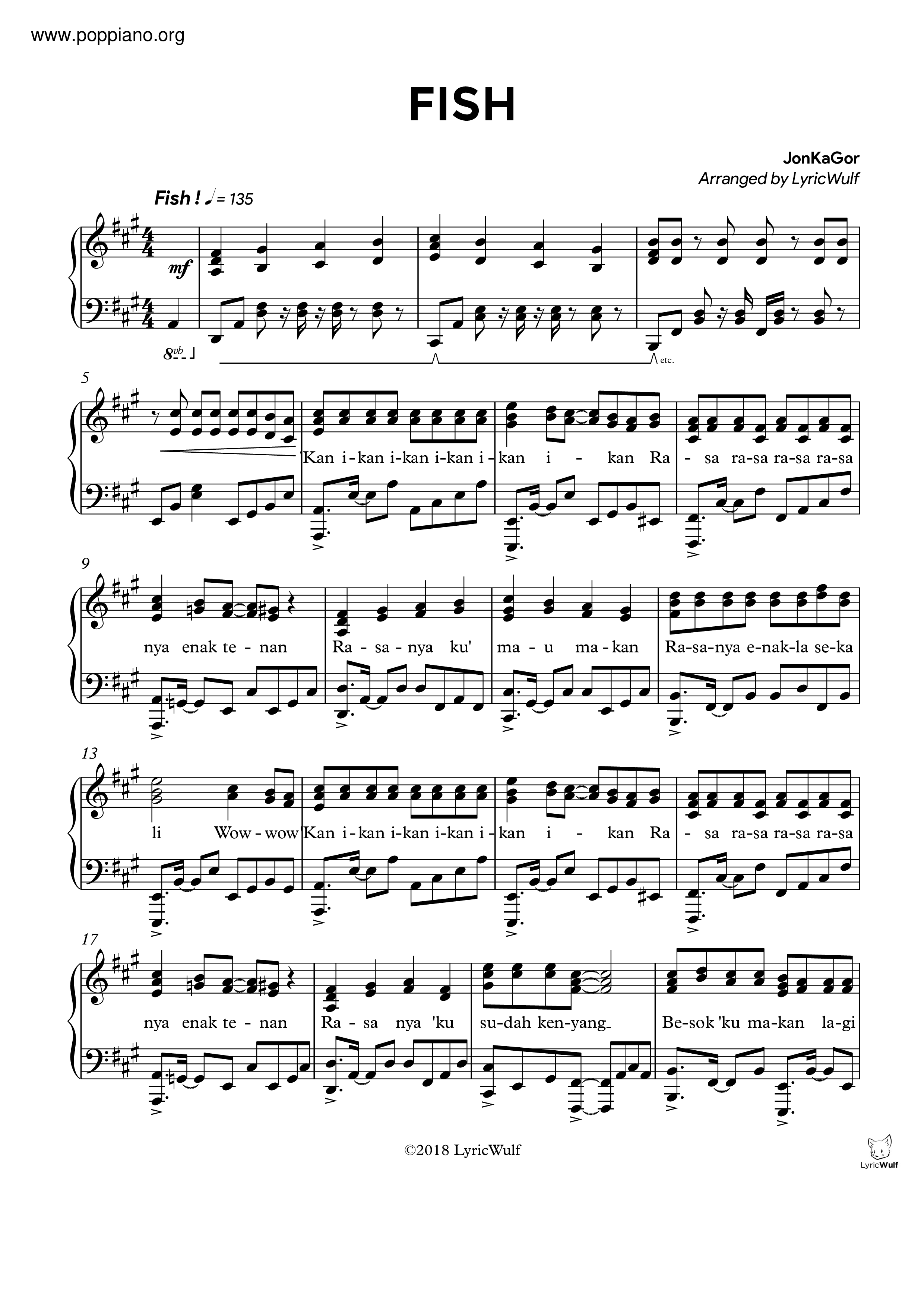 YonKaGor-Fish！ Sheet Music pdf, - Free Score Download ★
