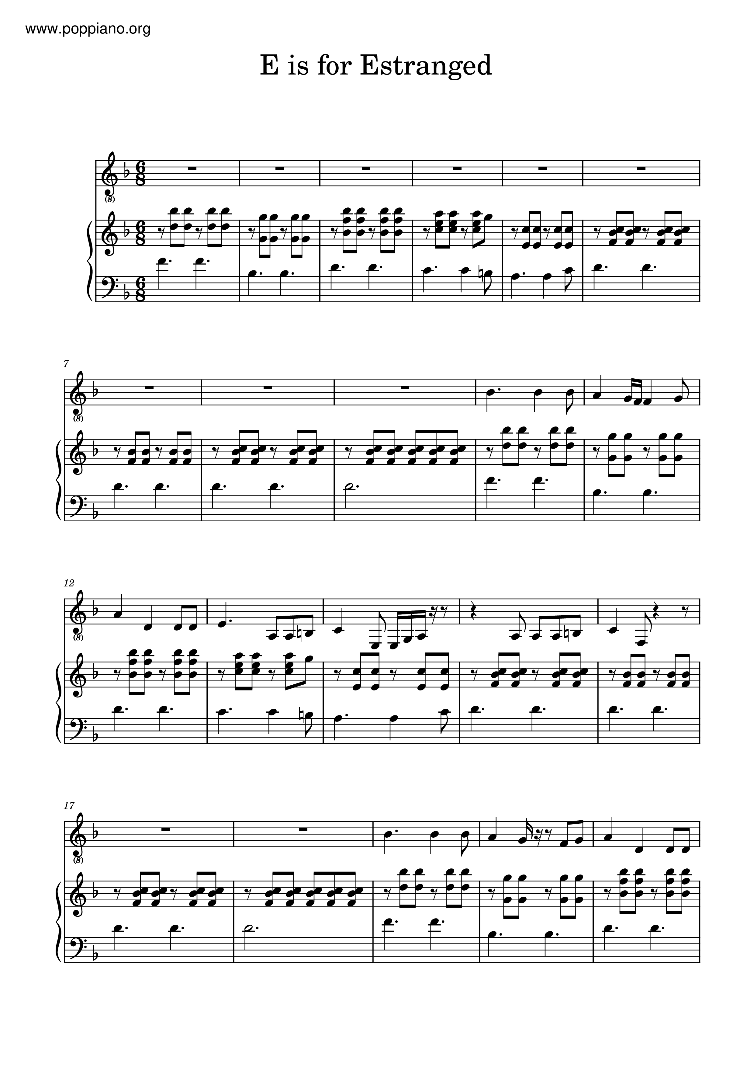Owen Pallett-E Is For Estranged Sheet Music pdf, - Free Score Download ★