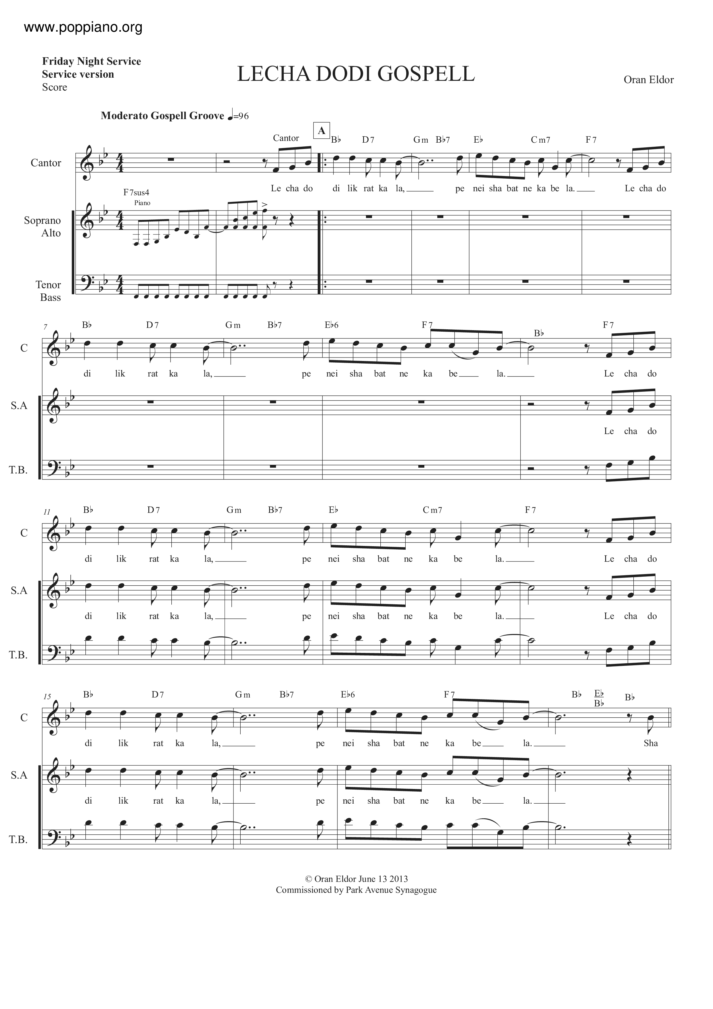 Spiritual-Lecha Dodi Sheet Music pdf, - Free Score Download ★
