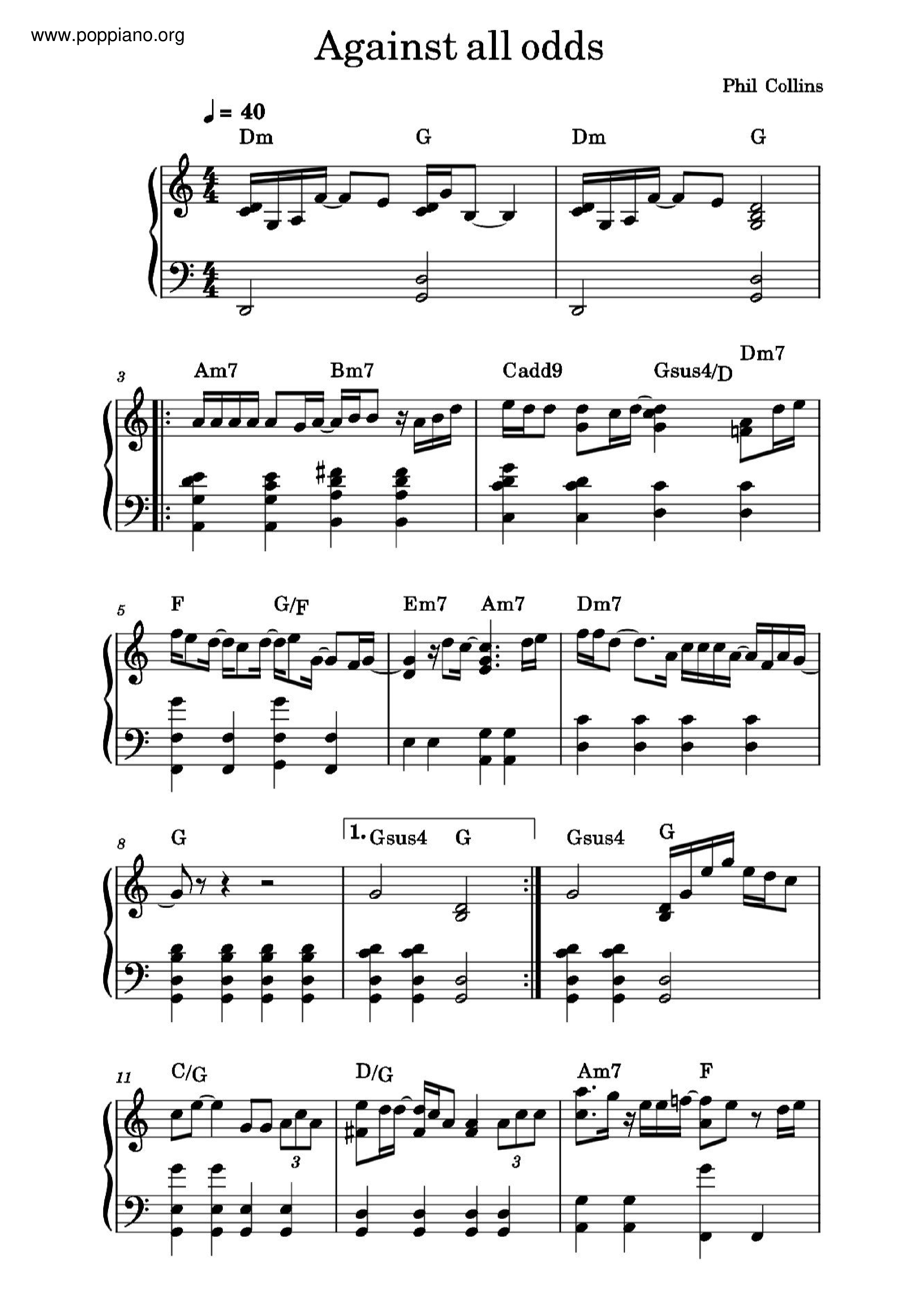 Phil Collins Against All Odds Take A Look At Me Now Sheet Music Pdf Phil Collins Against All Odds Take A Look At Me Now Sheet Music Pdf