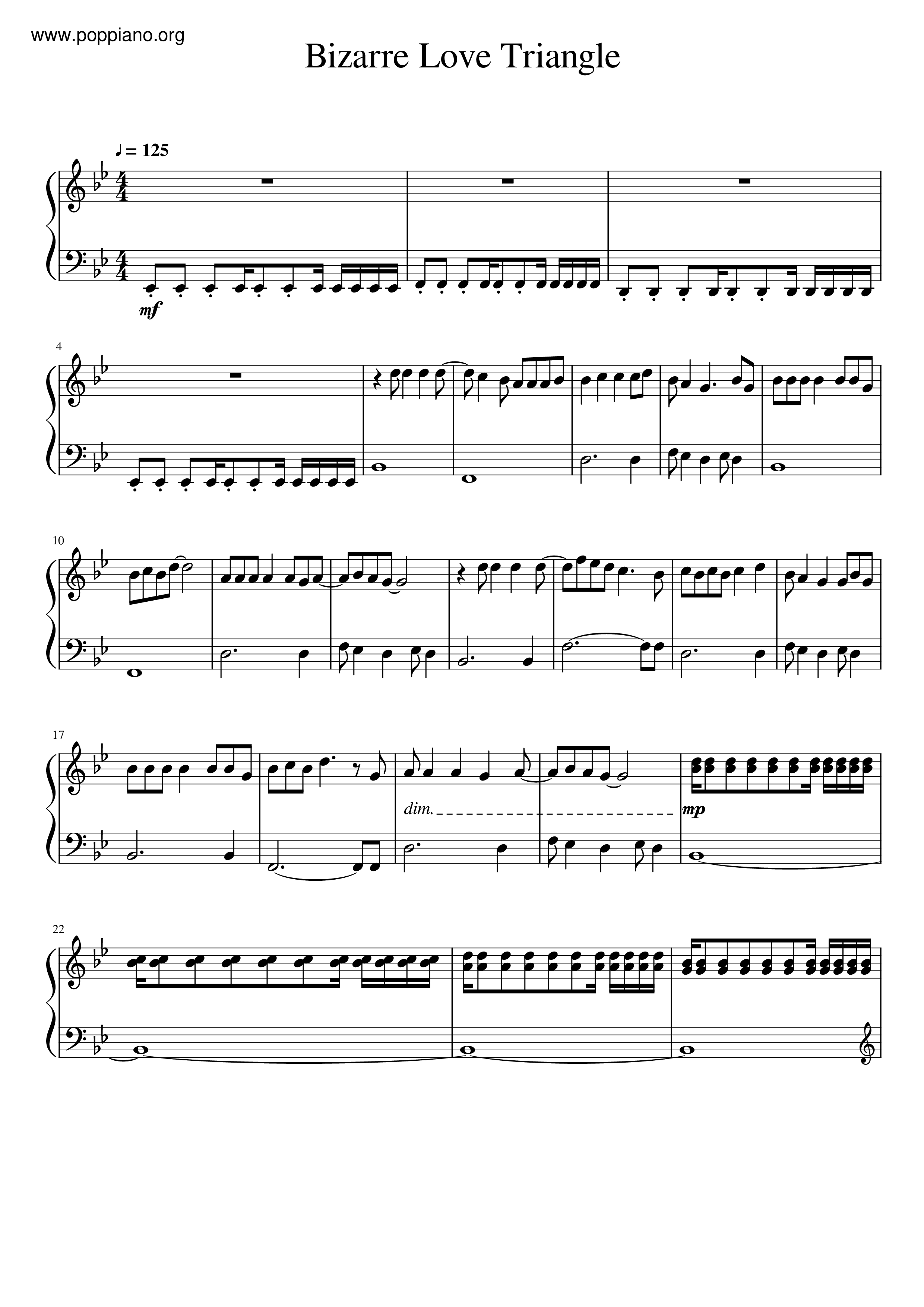 New Order-Bizarre Love Triangle Sheet Music pdf, - Free Score Download ★