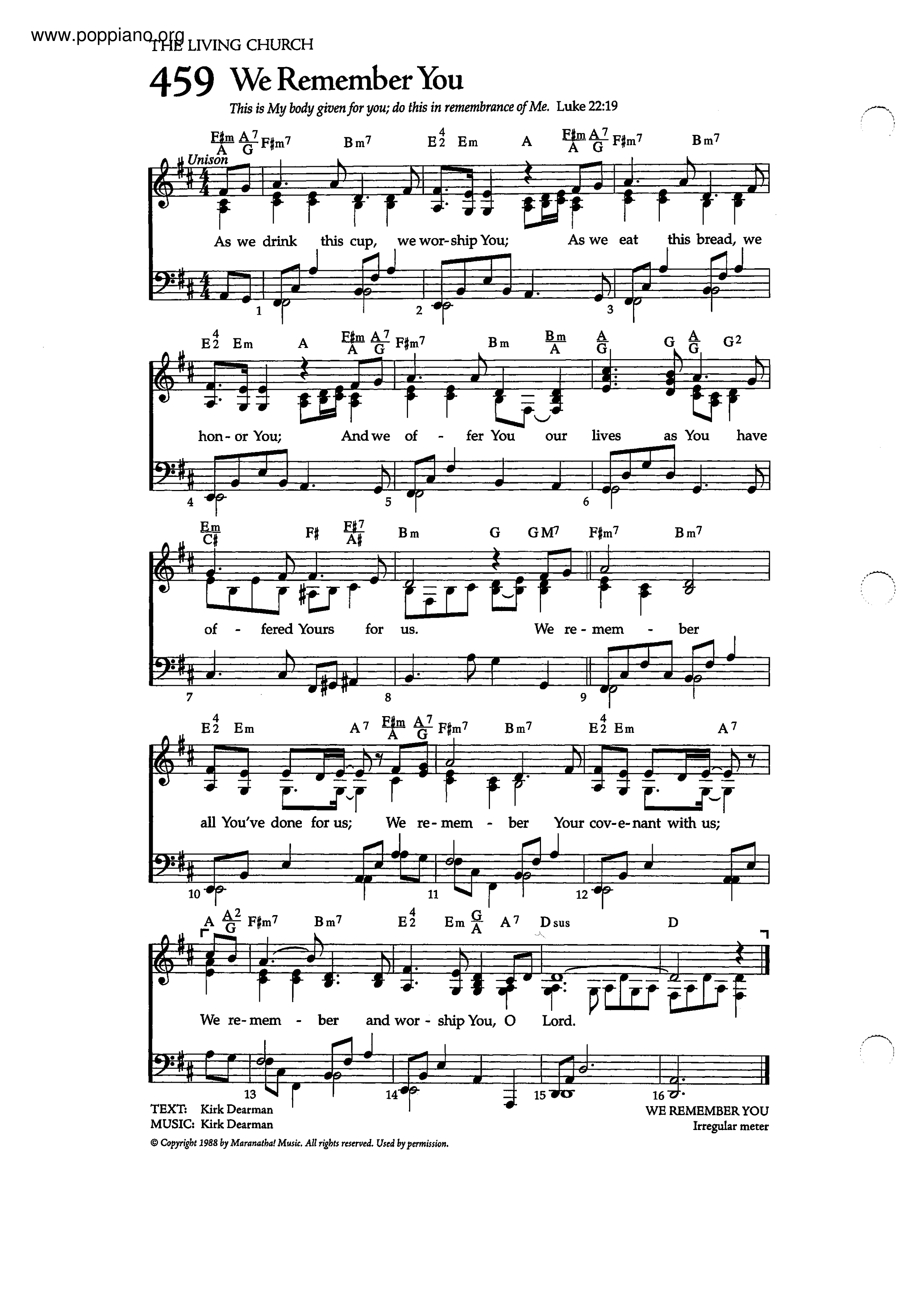 ★ 詩歌-We Remember You 琴譜pdf-香港流行鋼琴協會琴譜下載 ★