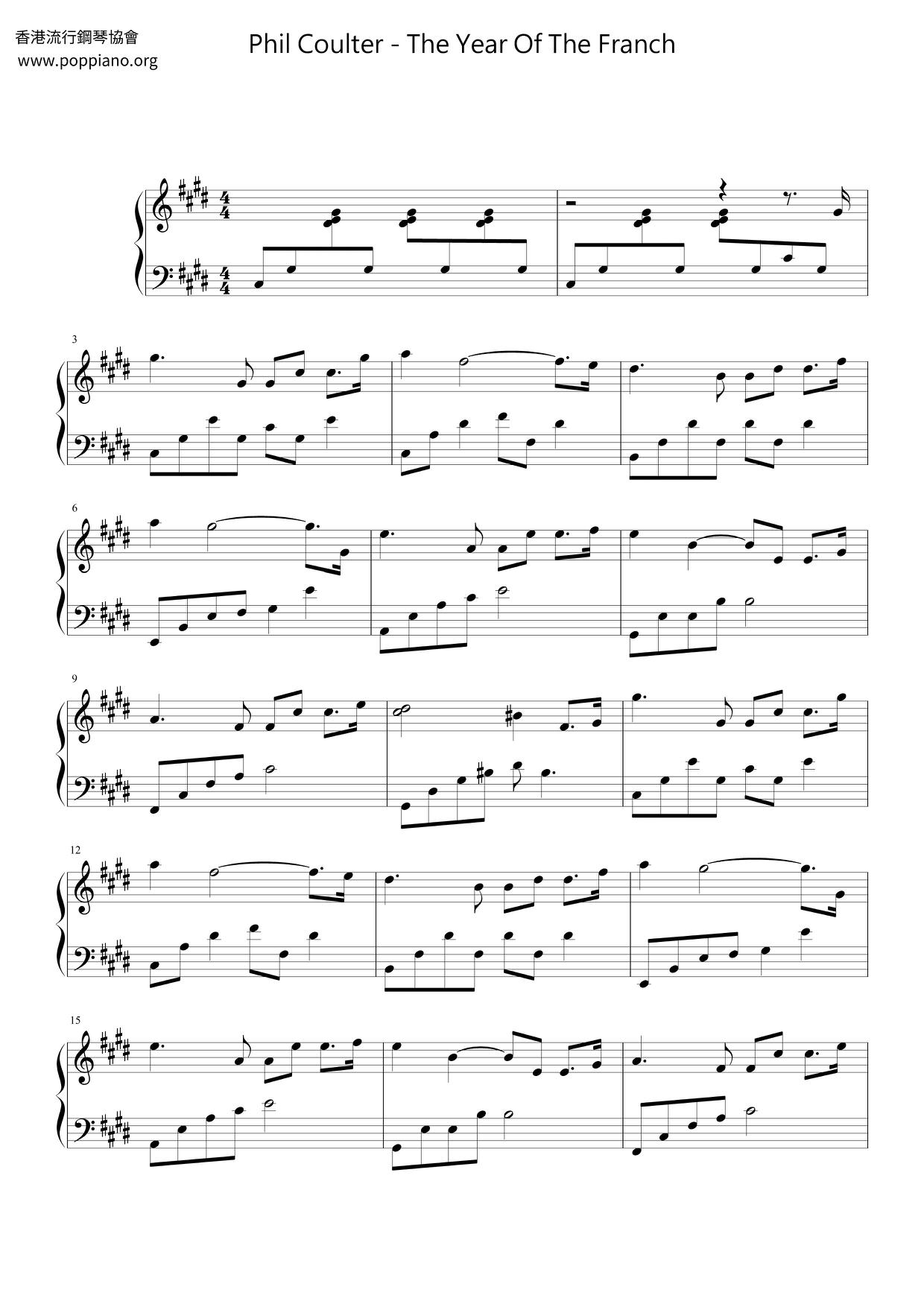 Phil Coulter-The Year of The Franch Sheet Music pdf, - Free Score ...