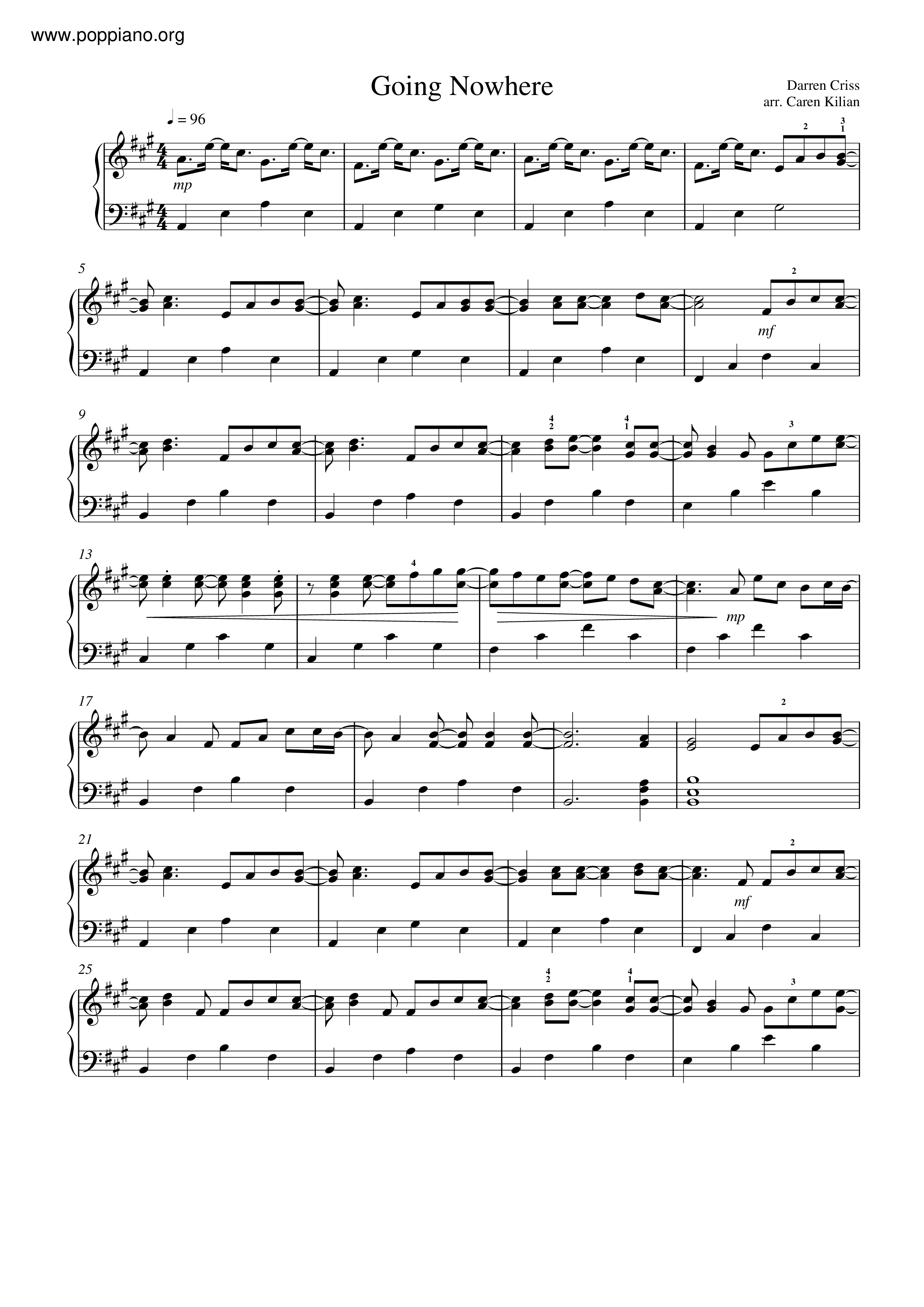 Darren Criss-Going Nowhere Sheet Music pdf, - Free Score Download ★