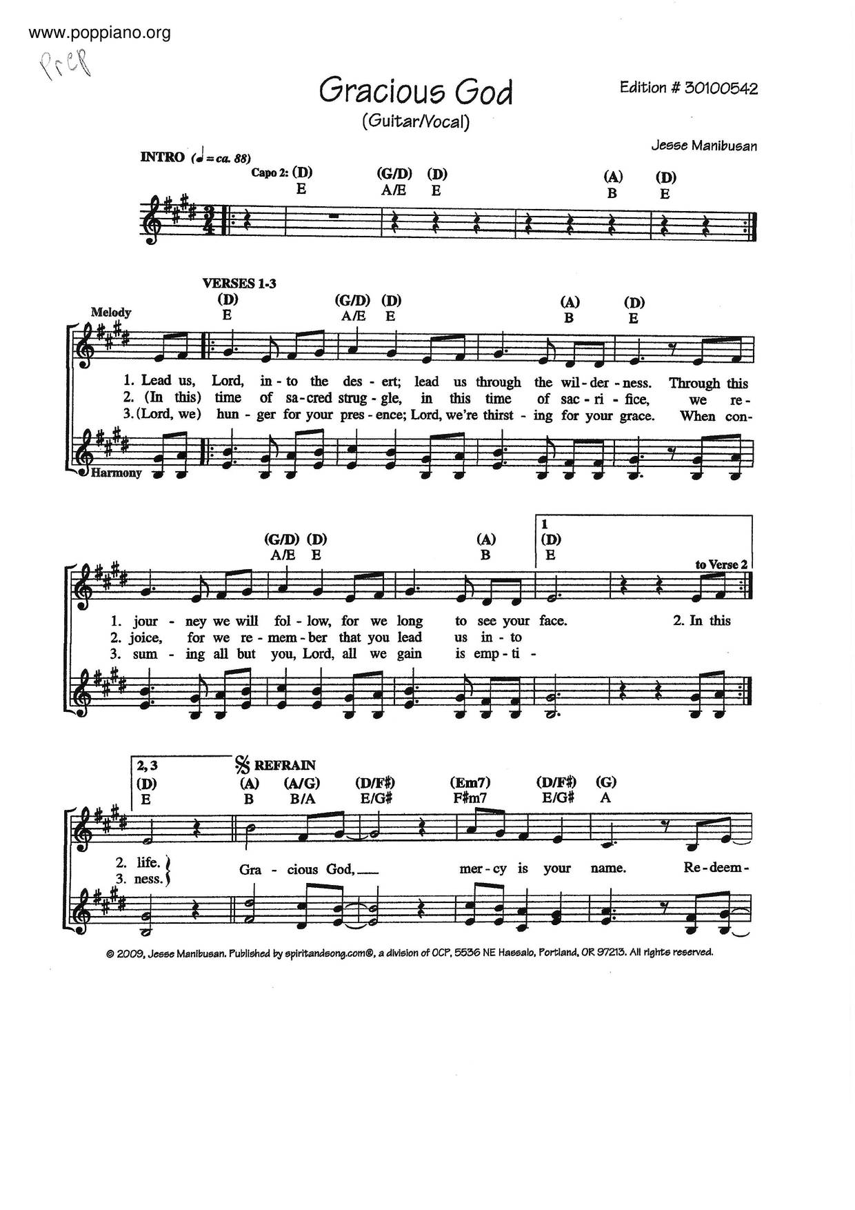 Spiritual-Gracious God Sheet Music pdf, - Free Score Download ★