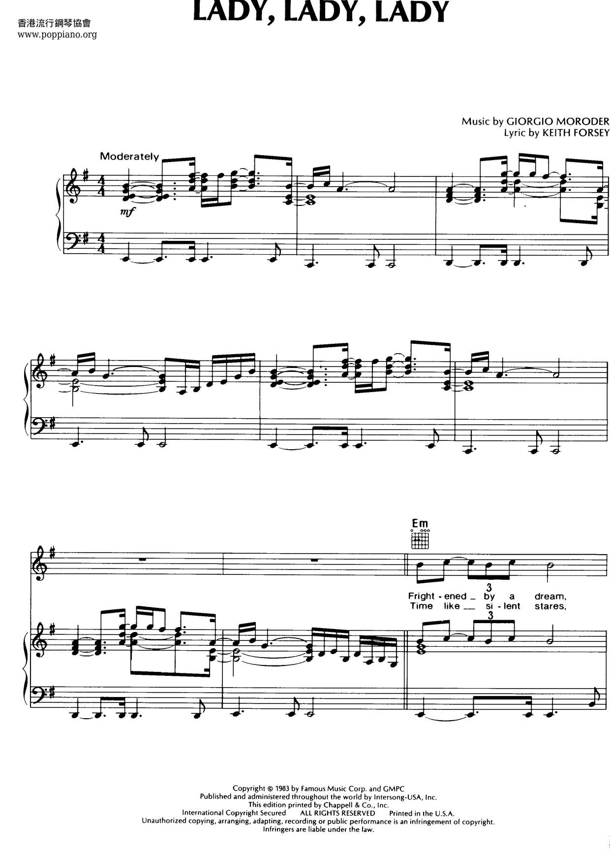 Movie Soundtrack-Lady, Lady, Lady Sheet Music pdf, - Free Score Download ★