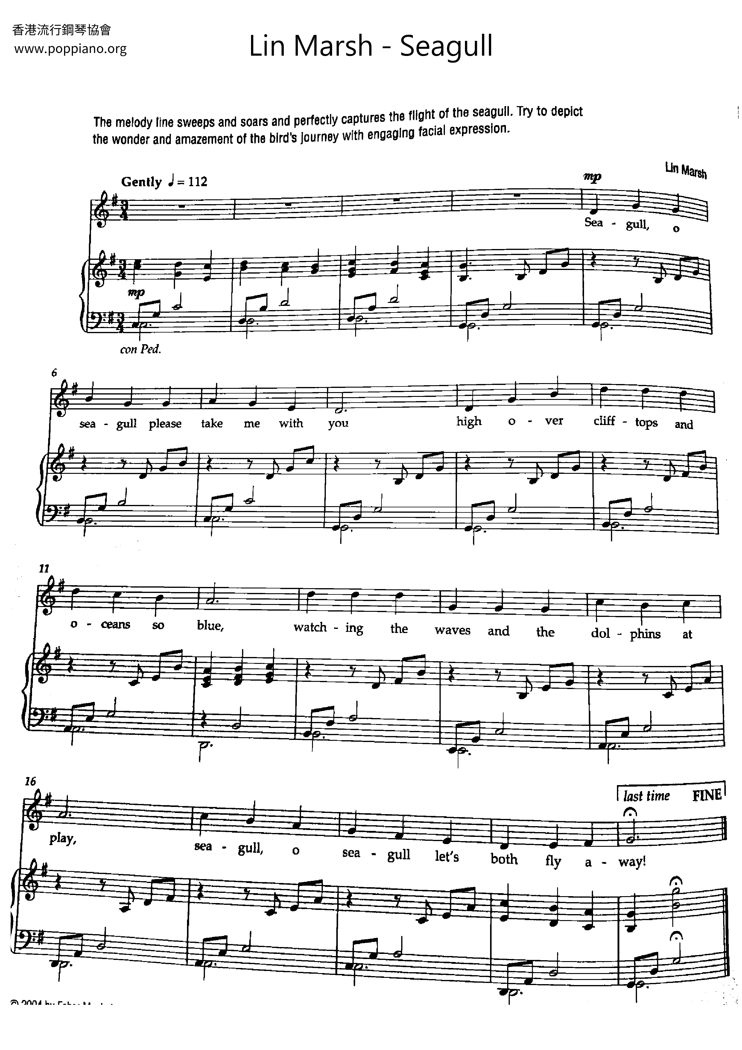 Lin Marsh-Seagull Sheet Music pdf, - Free Score Download ★