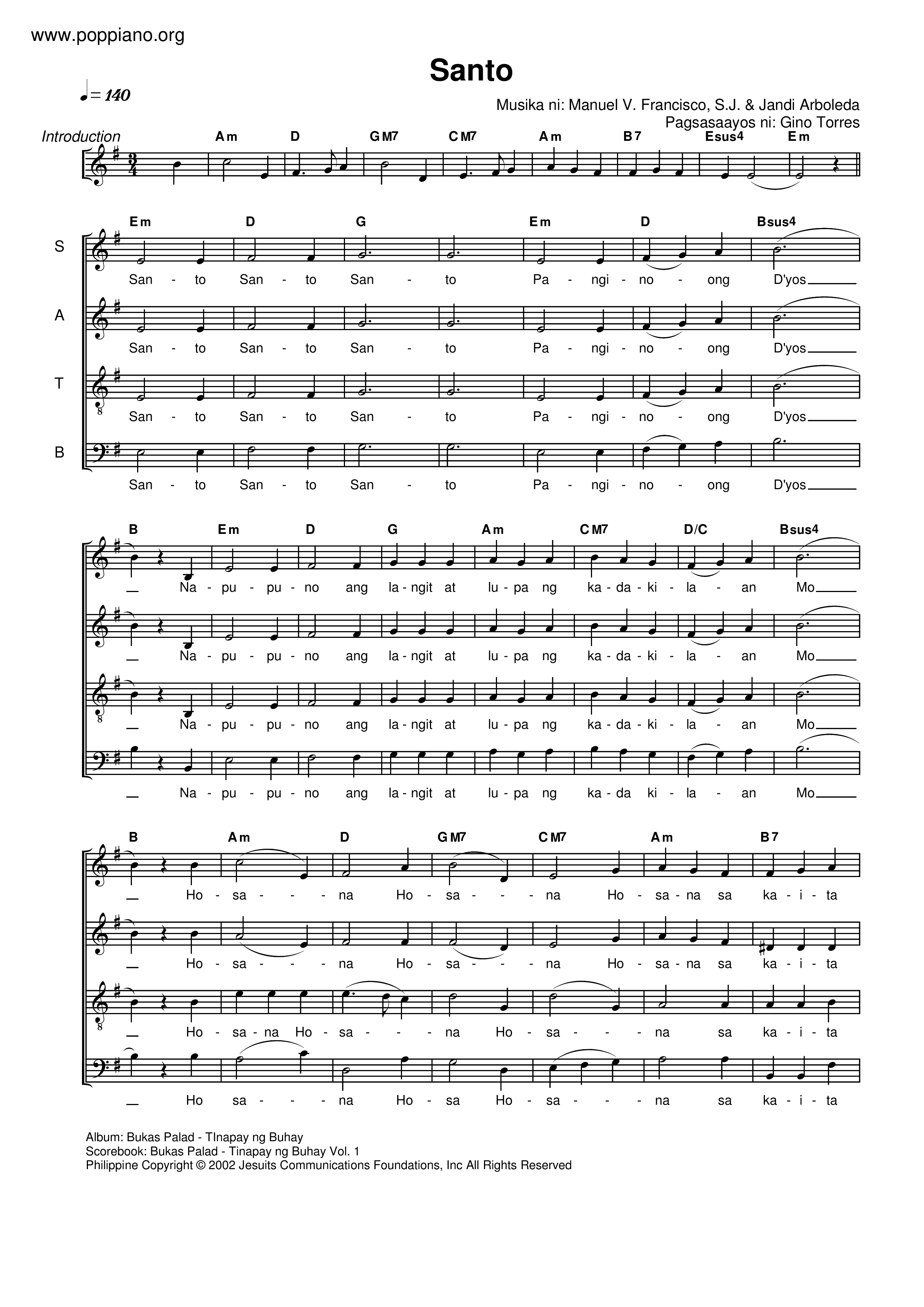 Spiritual-Santo Sheet Music pdf, - Free Score Download ★