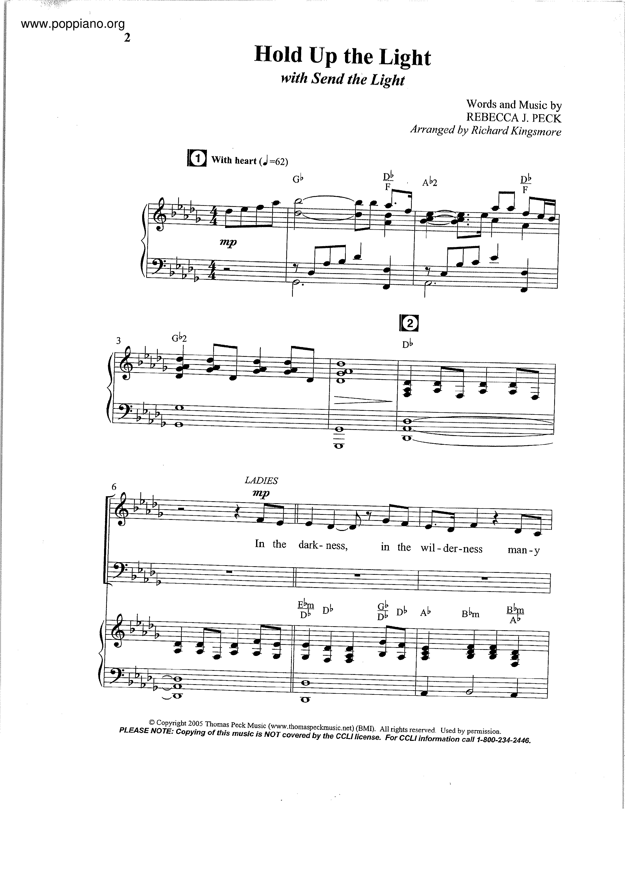 Spiritual-Hold Up The Light Sheet Music pdf, - Free Score Download ★