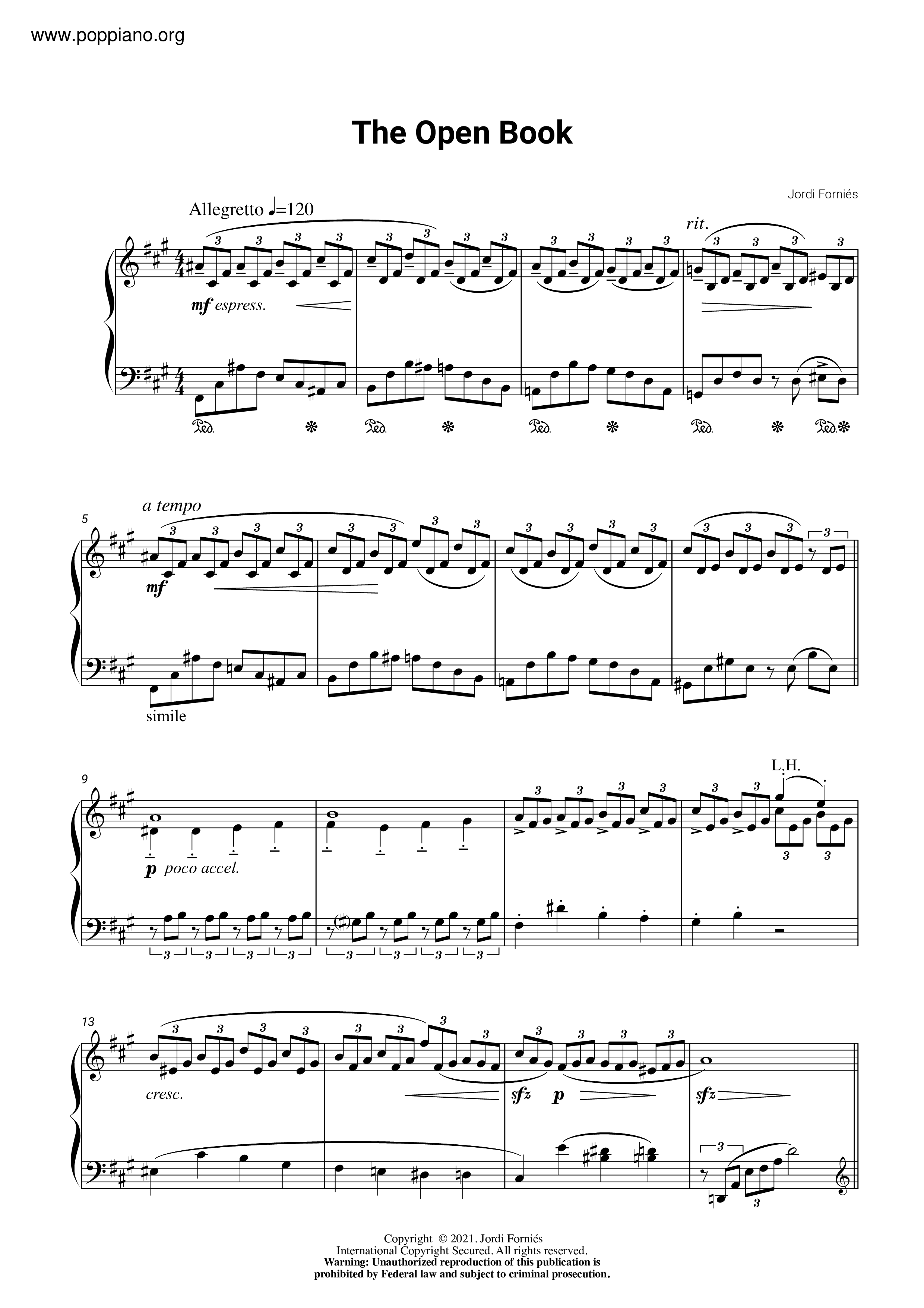 Jordi Forniés-The Open Book Sheet Music pdf, - Free Score Download ★