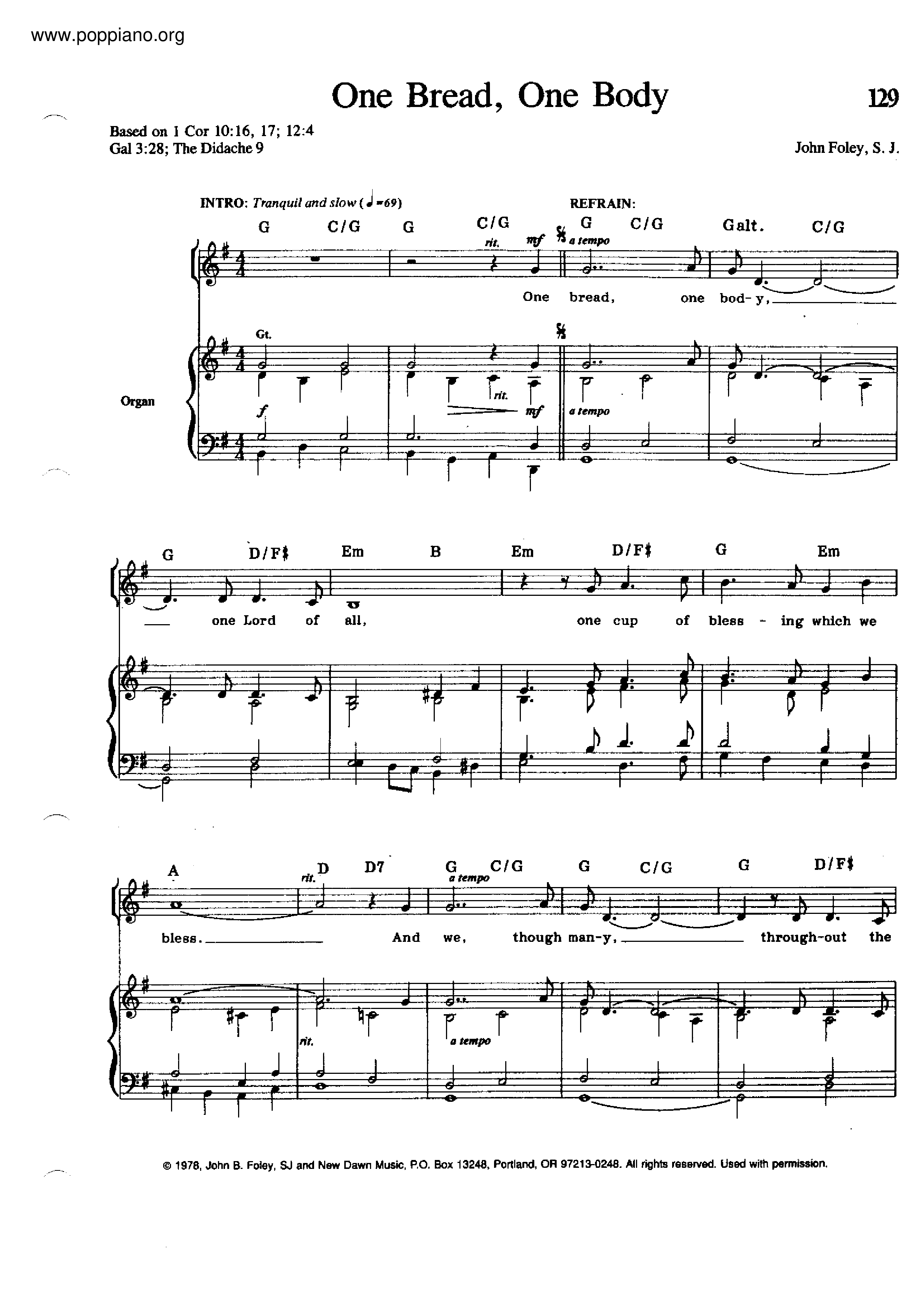Spiritual-One Bread, One Body Sheet Music pdf, - Free Score Download ★