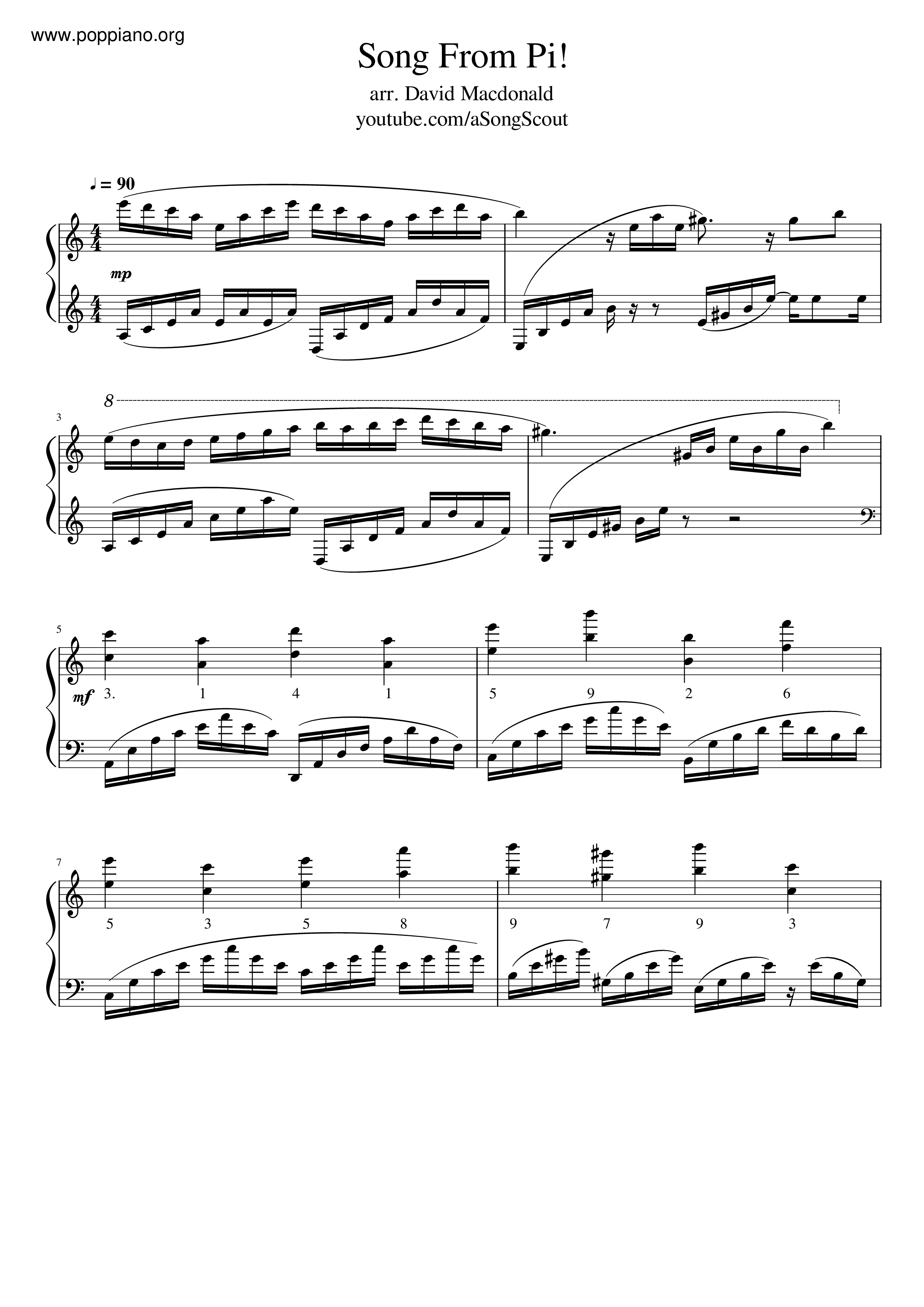David Macdonald-Song From Pi! Sheet Music pdf, - Free Score Download ★