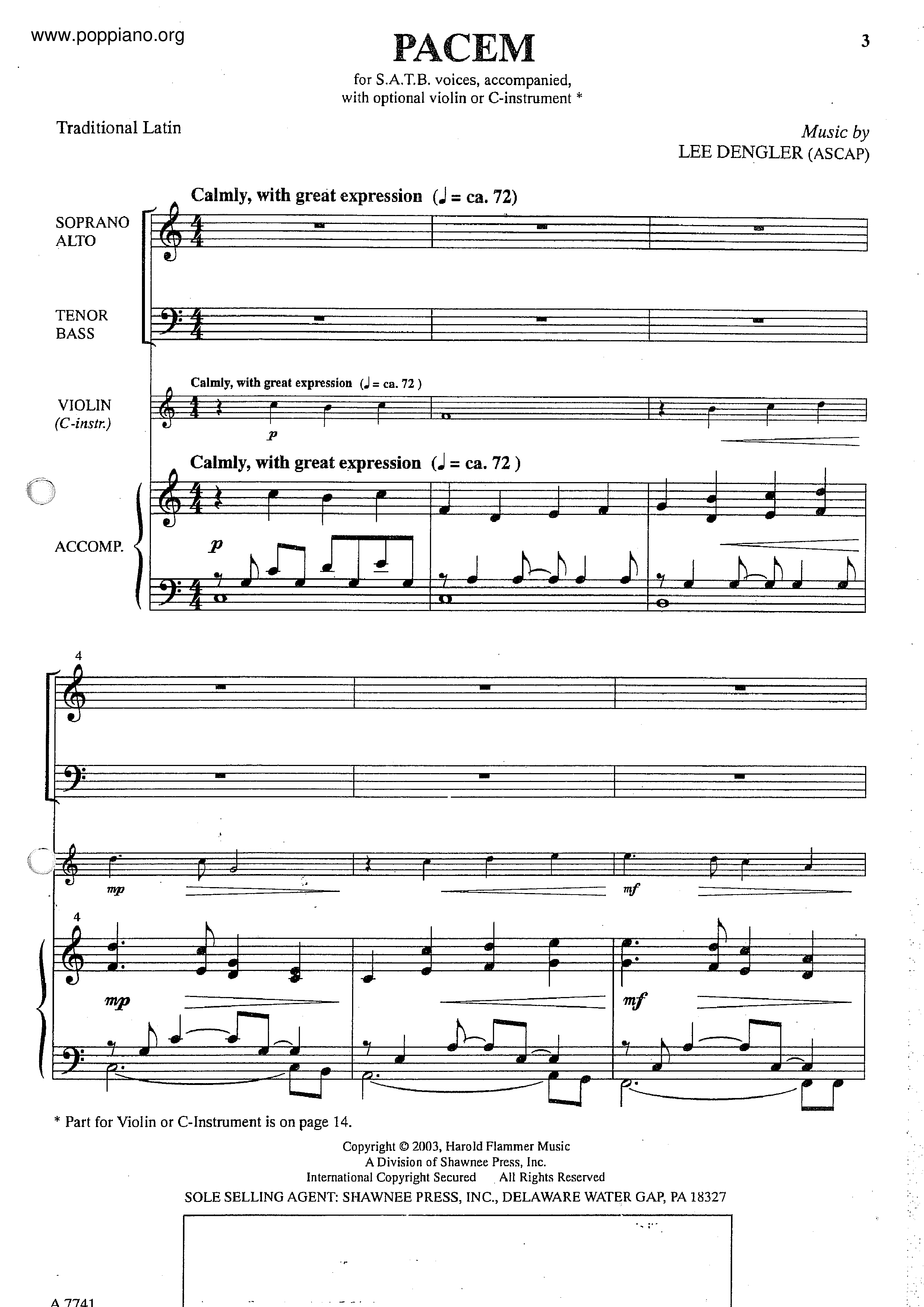 Spiritual-Pacem Sheet Music pdf, - Free Score Download ★