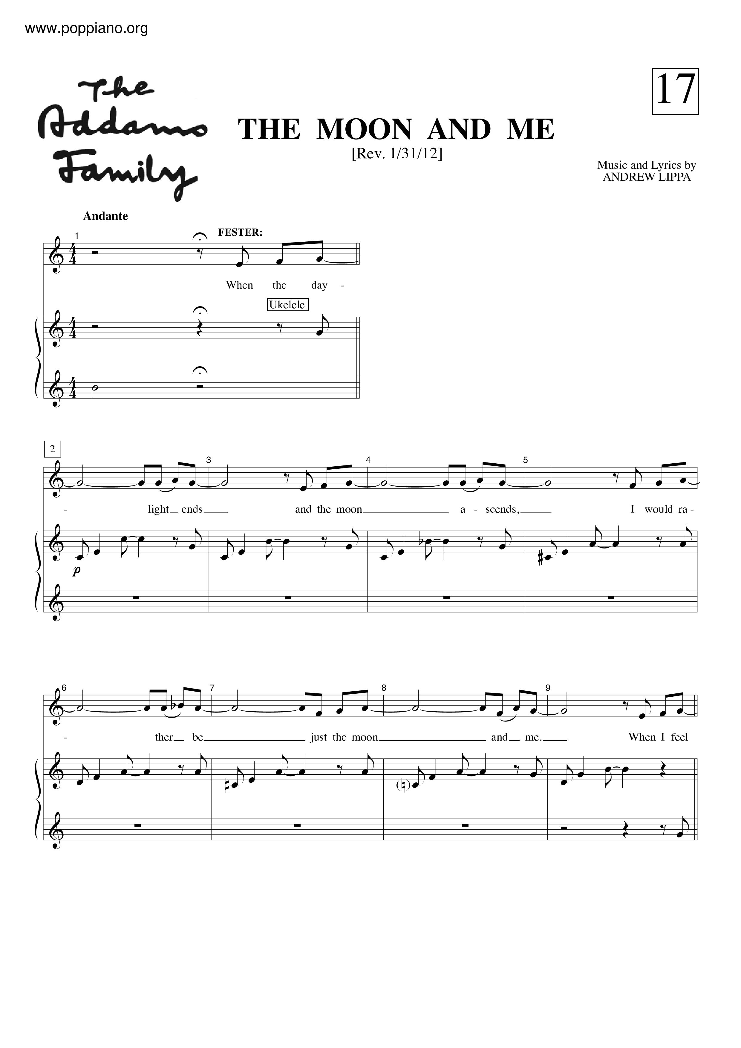 Andrew Lippa-Addams Family - The Moon And Me Sheet Music pdf, - Free ...