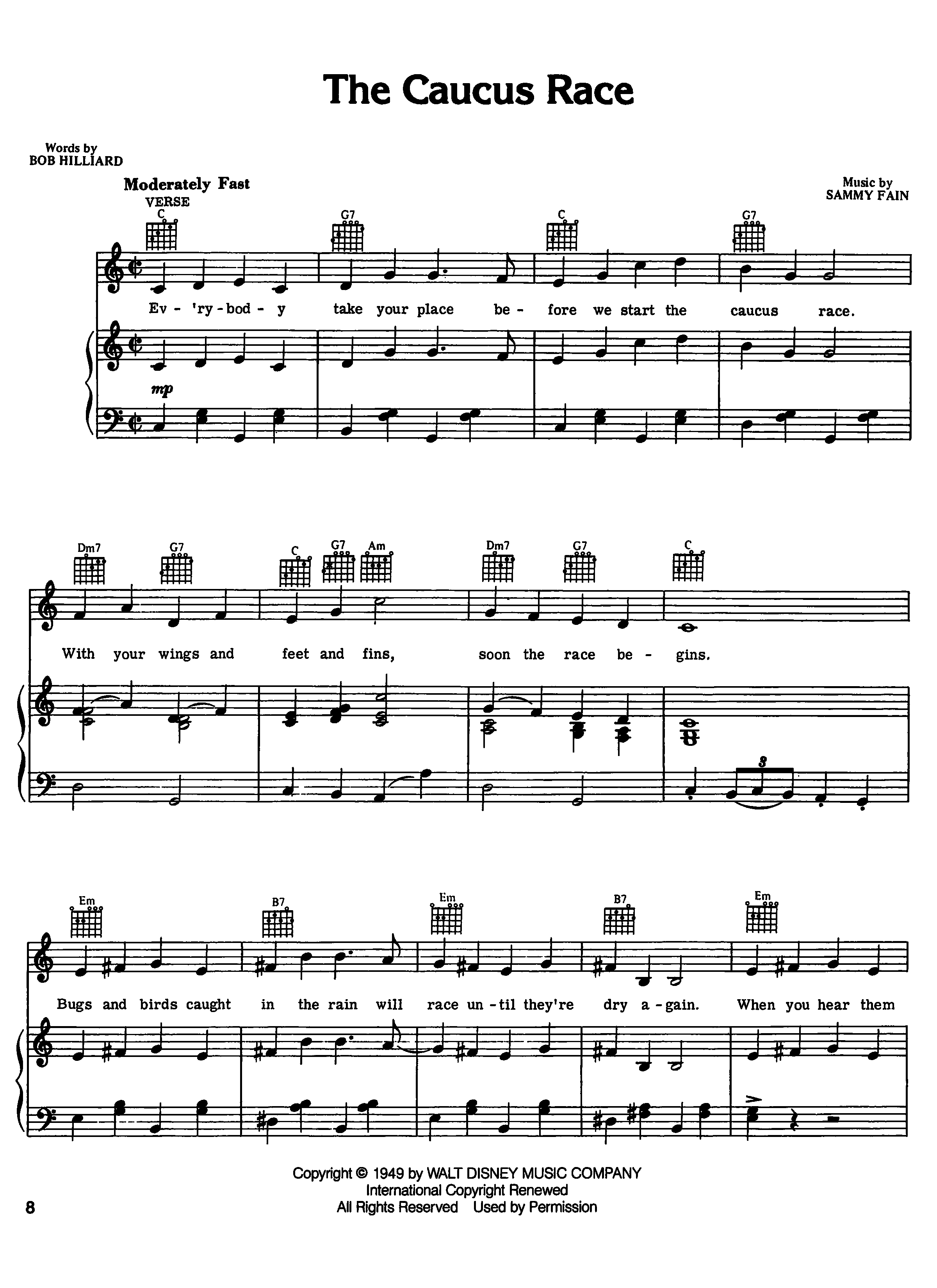 Alice In Wonderland-The Caucus Race Sheet Music pdf, - Free Score ...