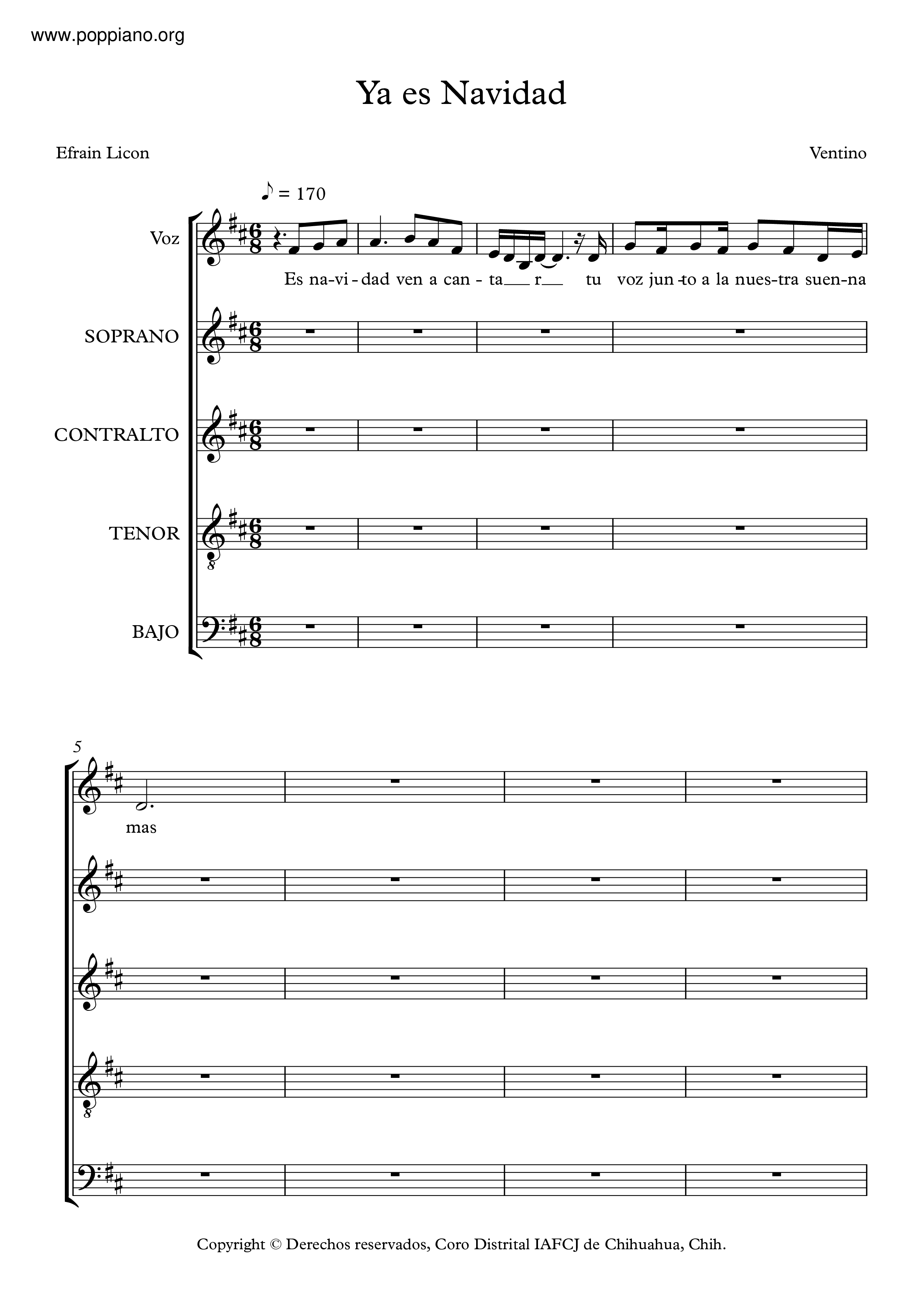 Ventino-Ya Es Navidad Sheet Music pdf, - Free Score Download ★