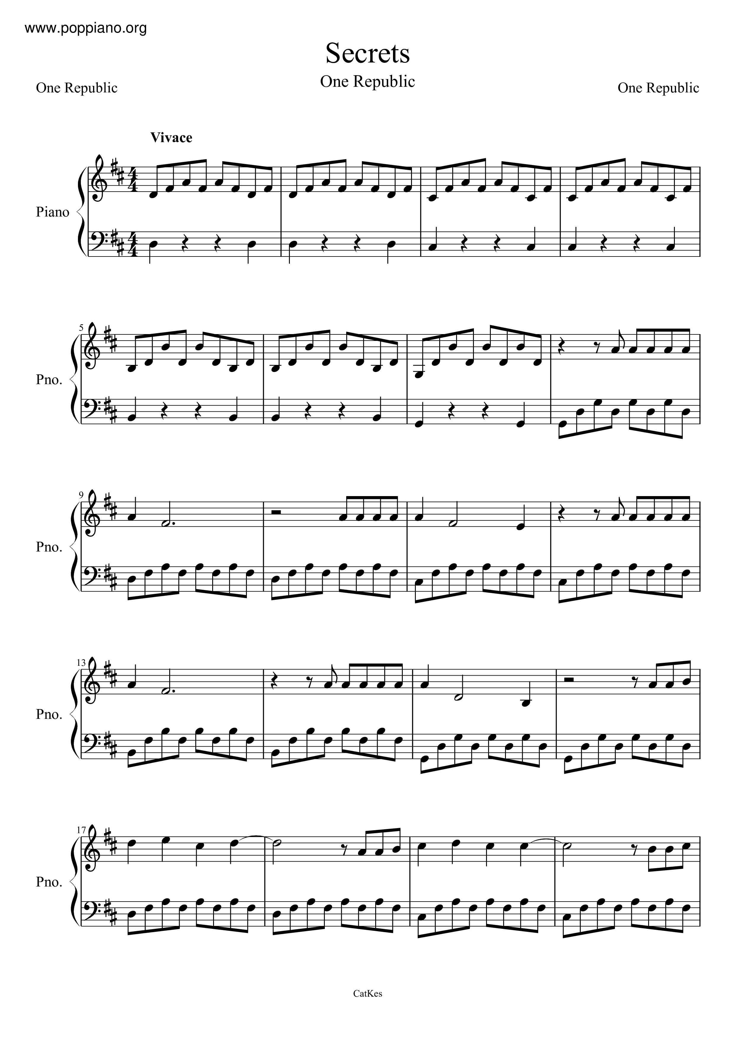 OneRepublic-Secrets Sheet Music pdf, - Free Score Download ★ OneRepublic-Secrets Sheet Music pdf, - Free Score Download ★