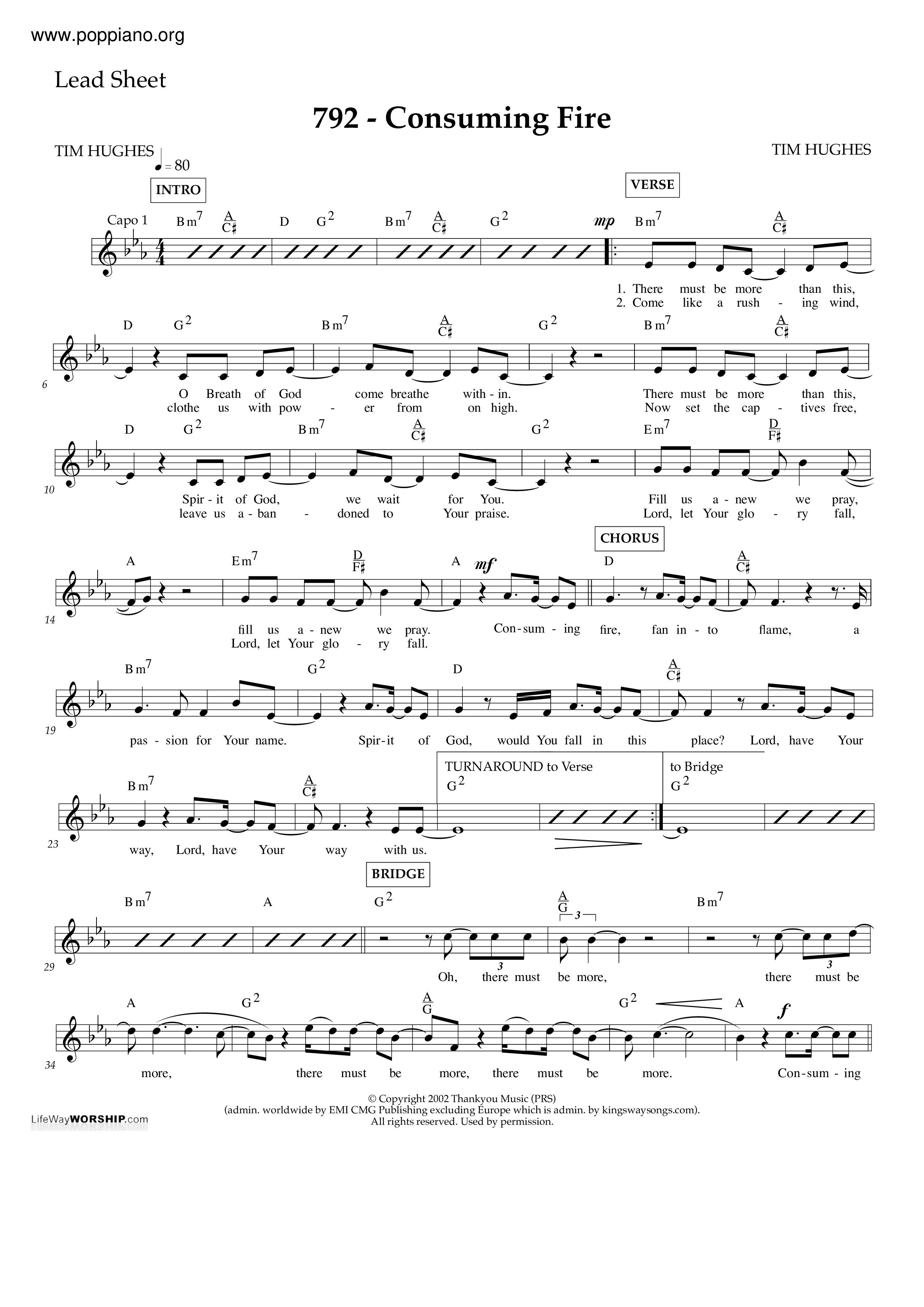 Tim Hughes-Consuming Fire 琴譜pdf-香港流行鋼琴協會琴譜下載 ★