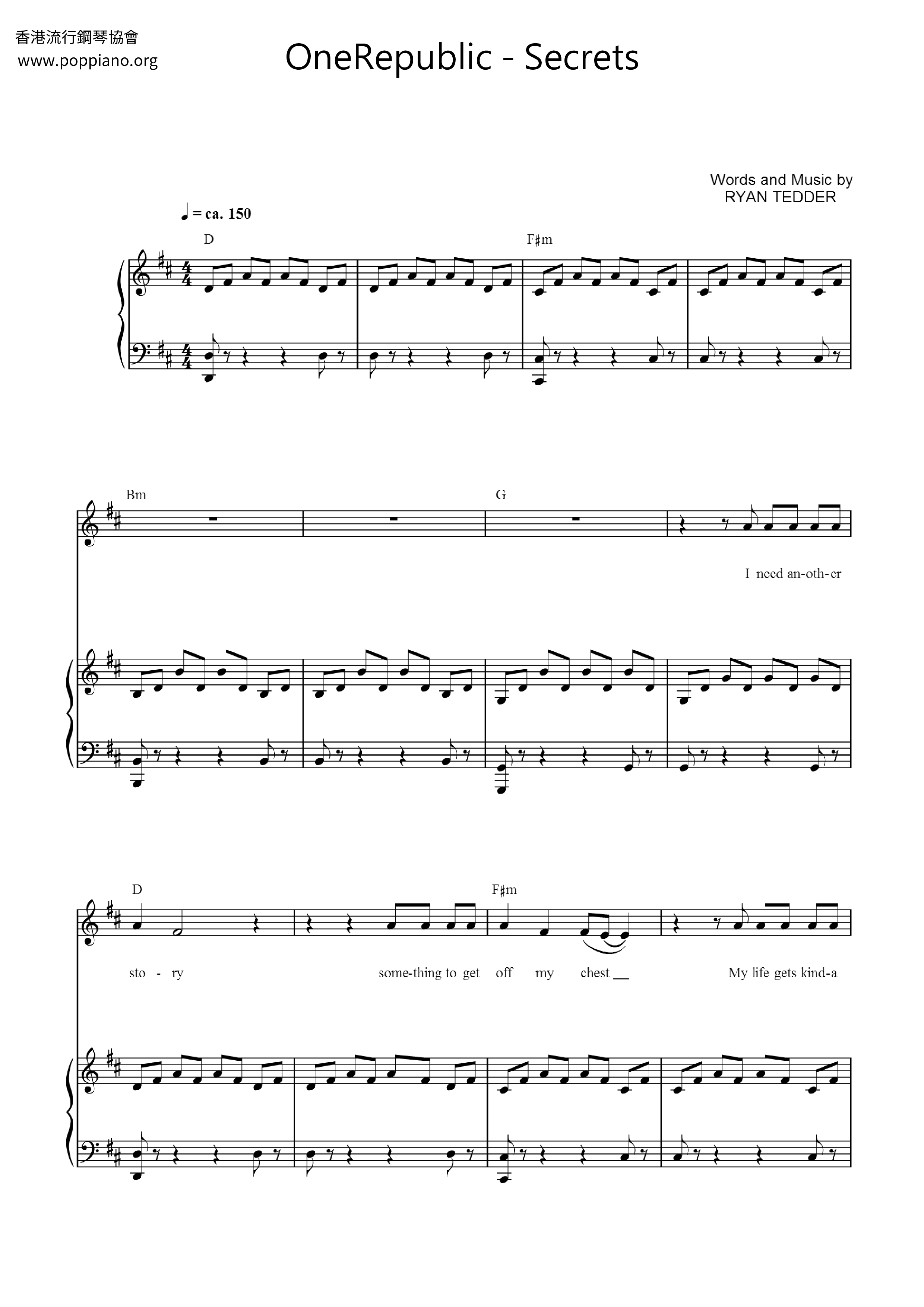OneRepublic-Secrets Sheet Music pdf, - Free Score Download ★ OneRepublic-Secrets Sheet Music pdf, - Free Score Download ★
