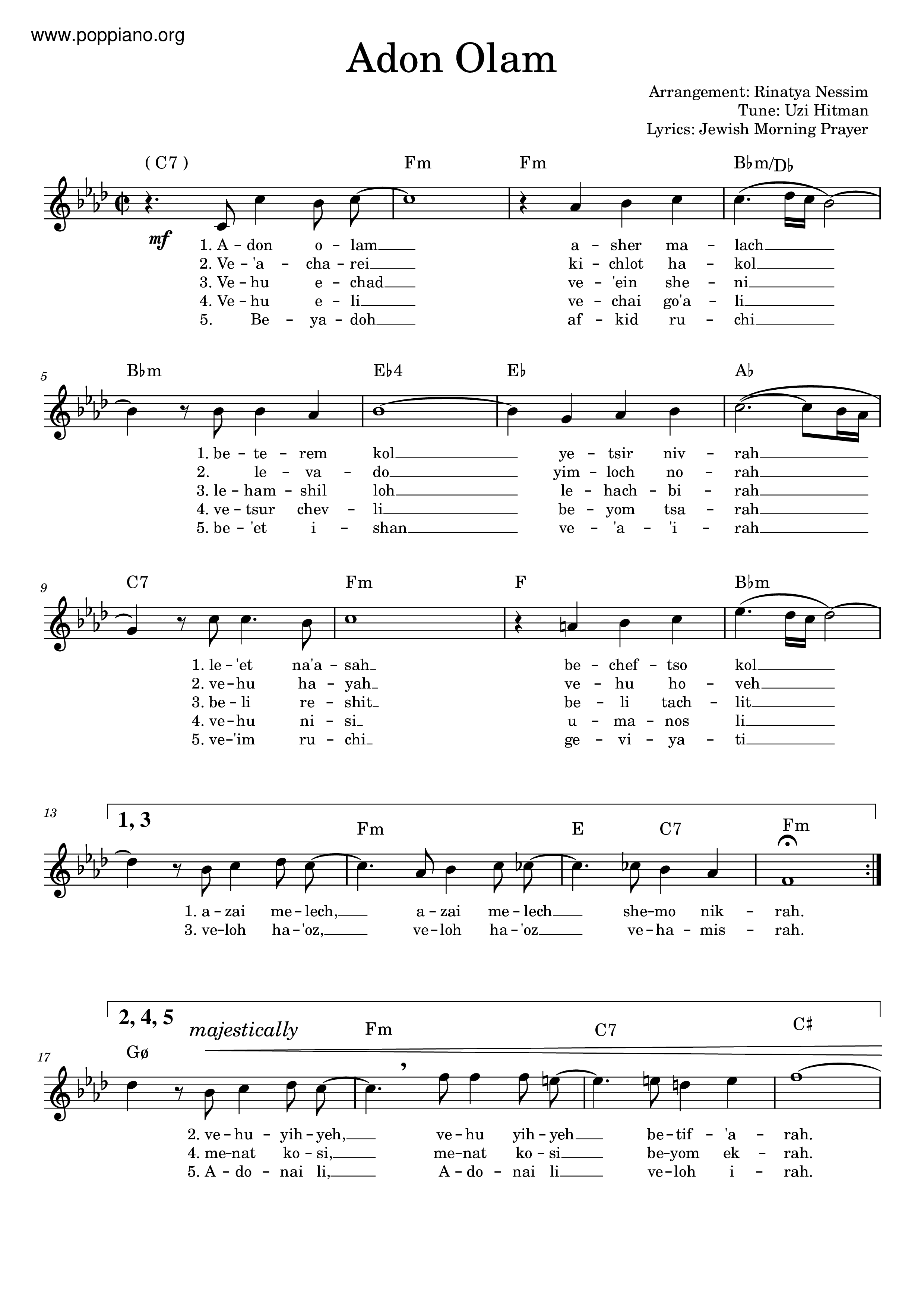 Hassidic Traditional-Adon Olam Sheet Music pdf, - Free Score Download ★