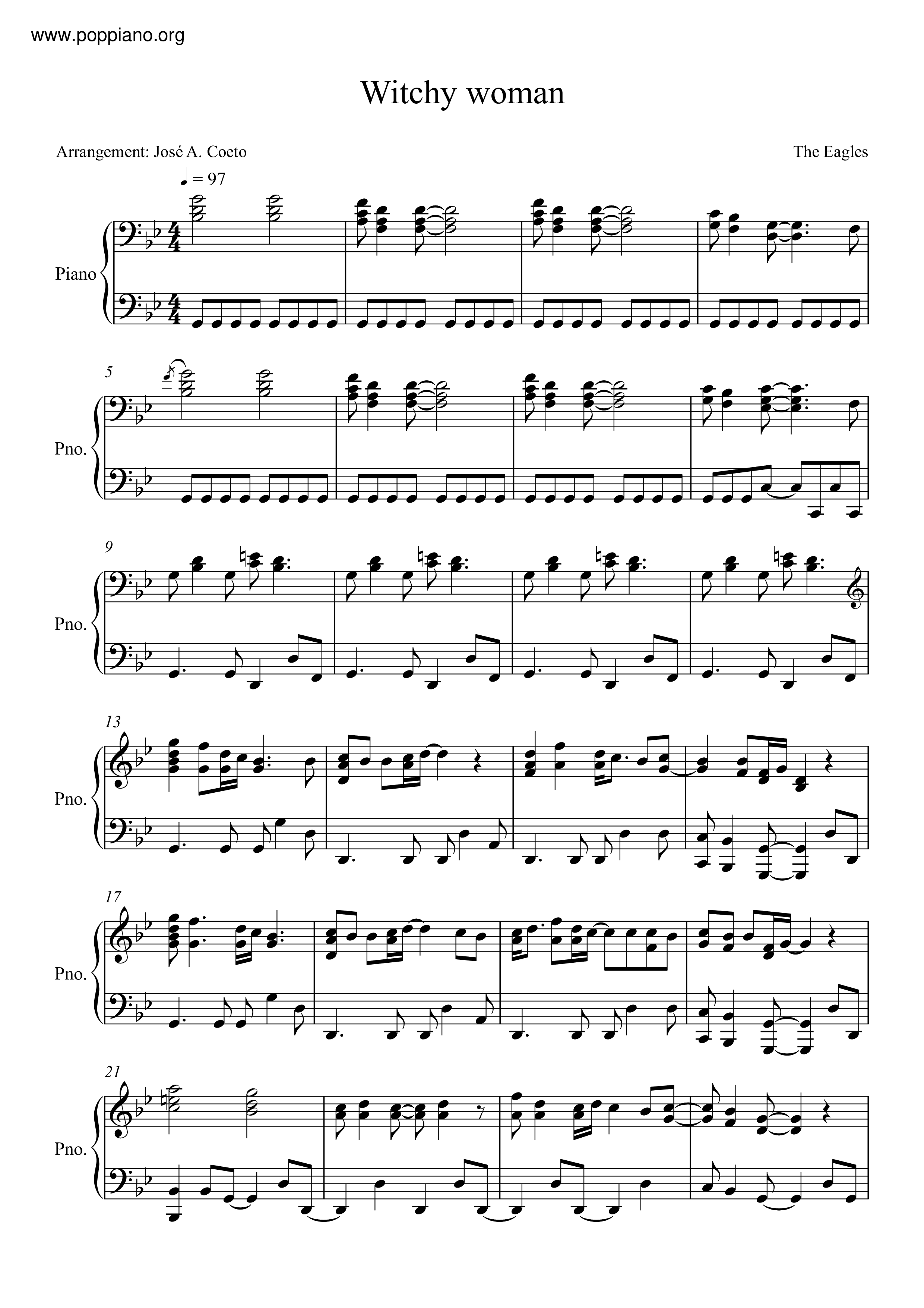 Eagles-Witchy Woman Sheet Music pdf, - Free Score Download ★ Eagles-Witchy Woman Sheet Music pdf, - Free Score Download ★