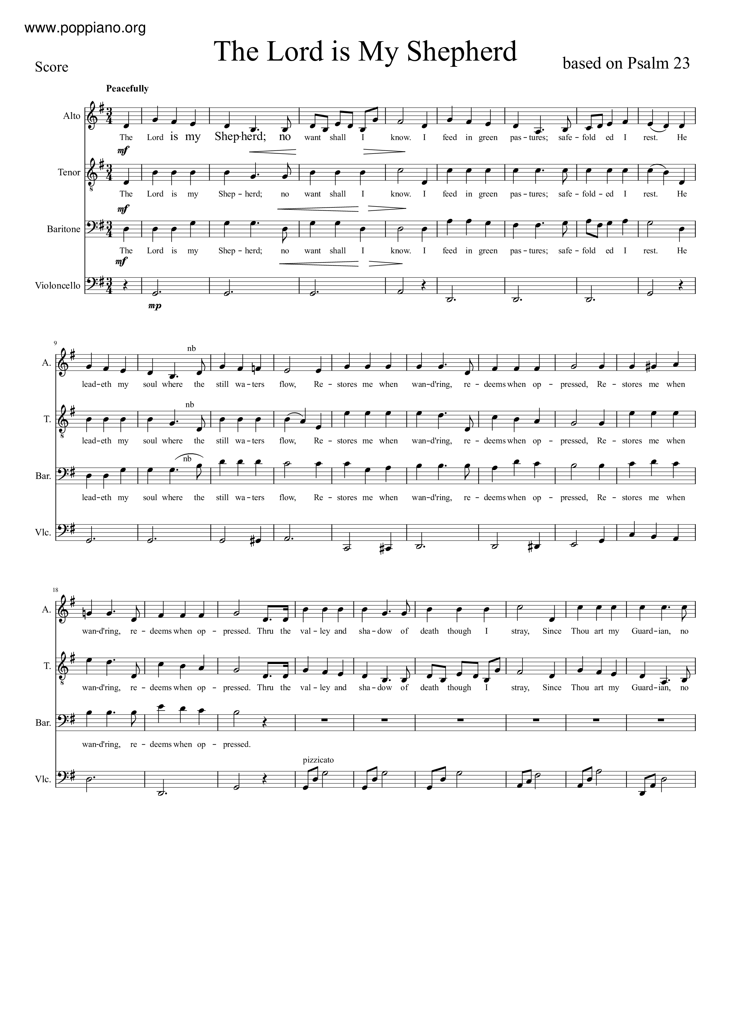 Spiritual-The Lord Is My Shepherd Sheet Music pdf, - Free Score Download ★