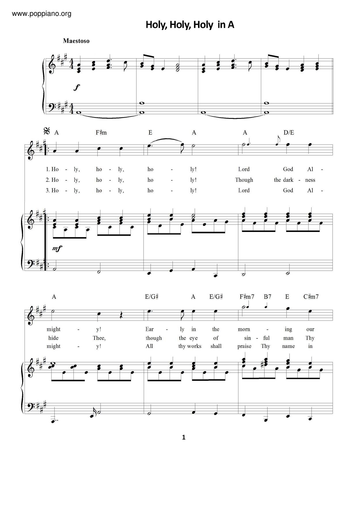 Spiritual-Holy, Holy, Holy Sheet Music pdf, - Free Score Download ★