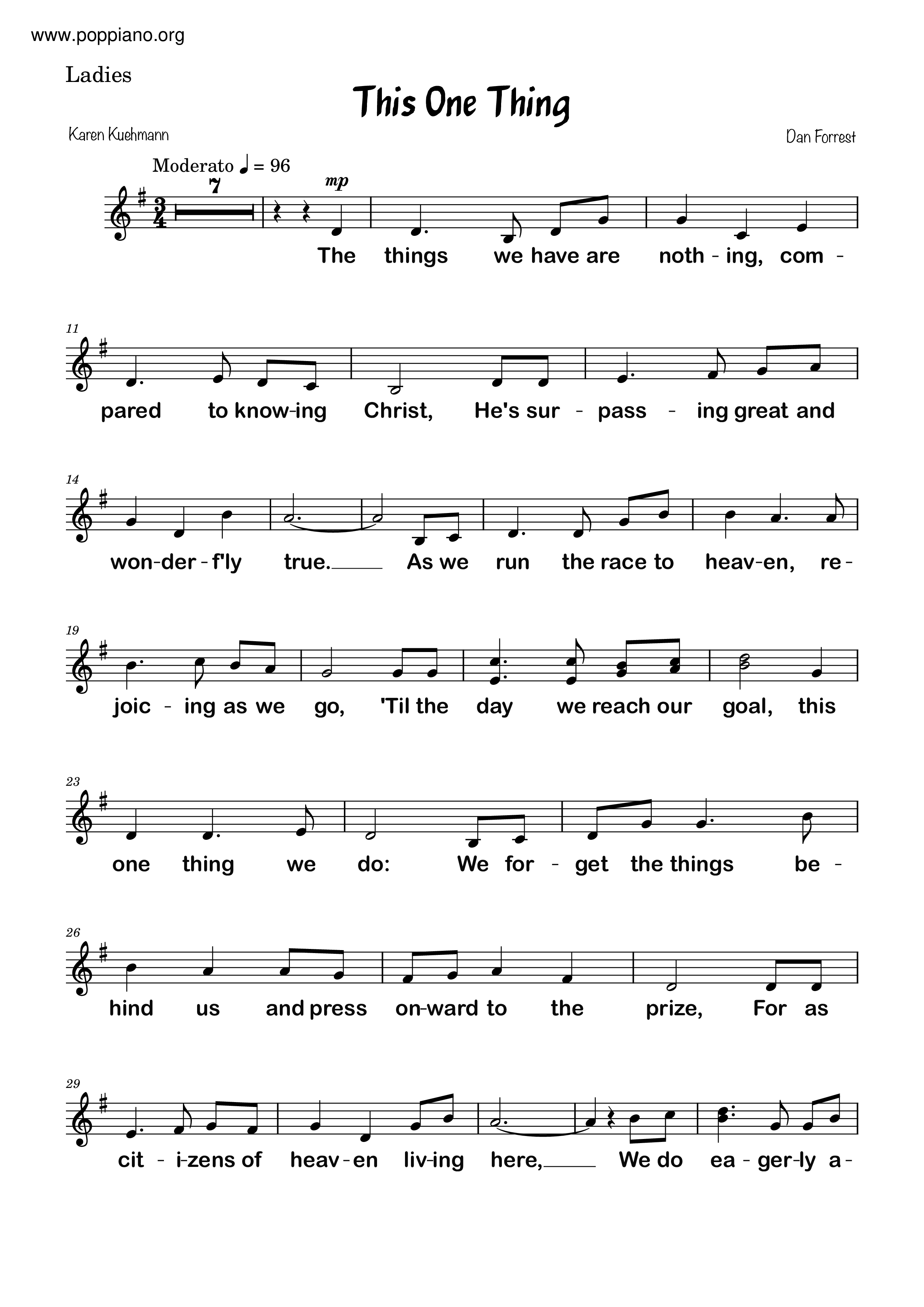 ★ 詩歌-This One Thing 琴譜pdf-香港流行鋼琴協會琴譜下載 ★