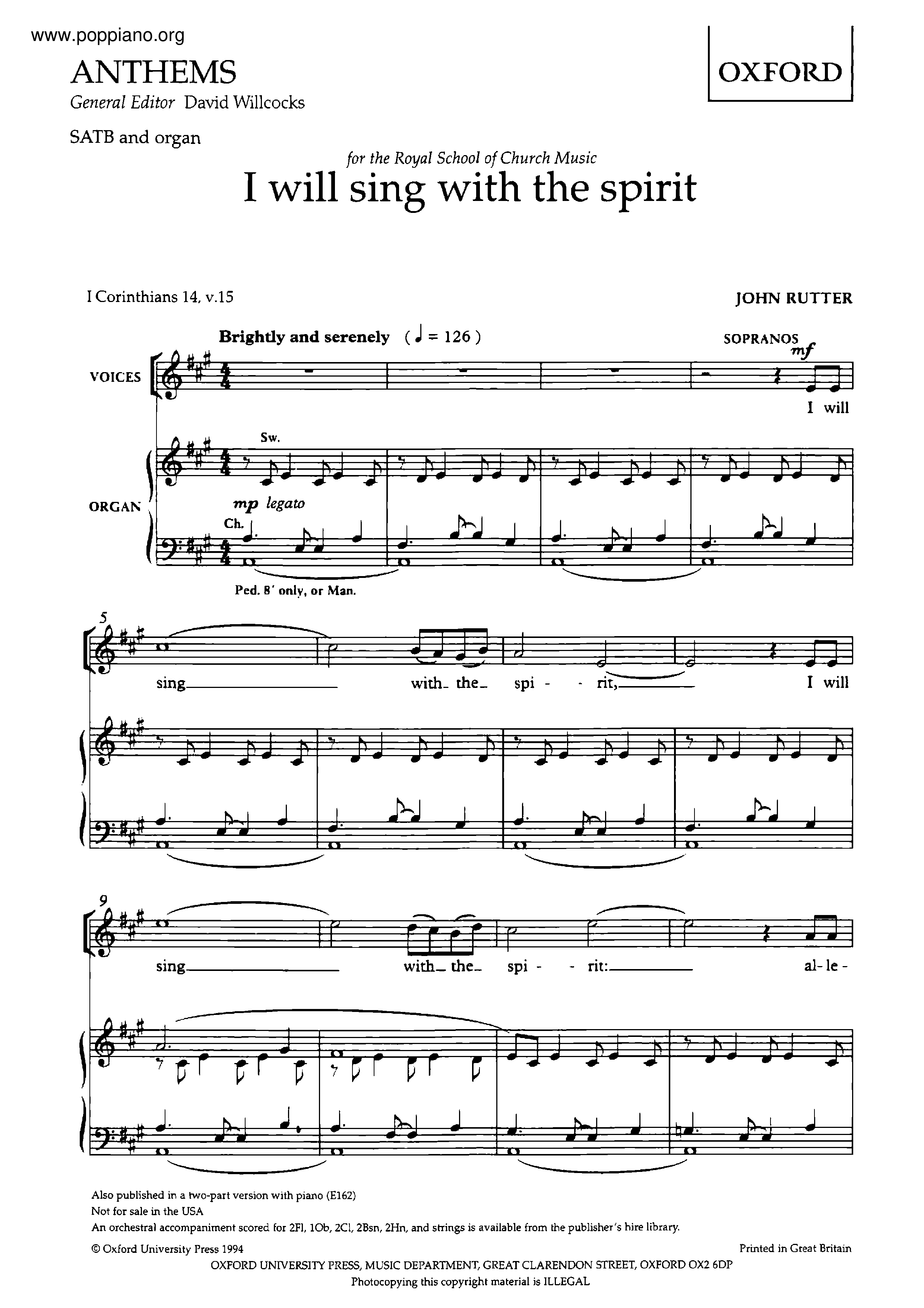 Spiritual-I Will Sing With The Spirit Sheet Music pdf, - Free Score ...
