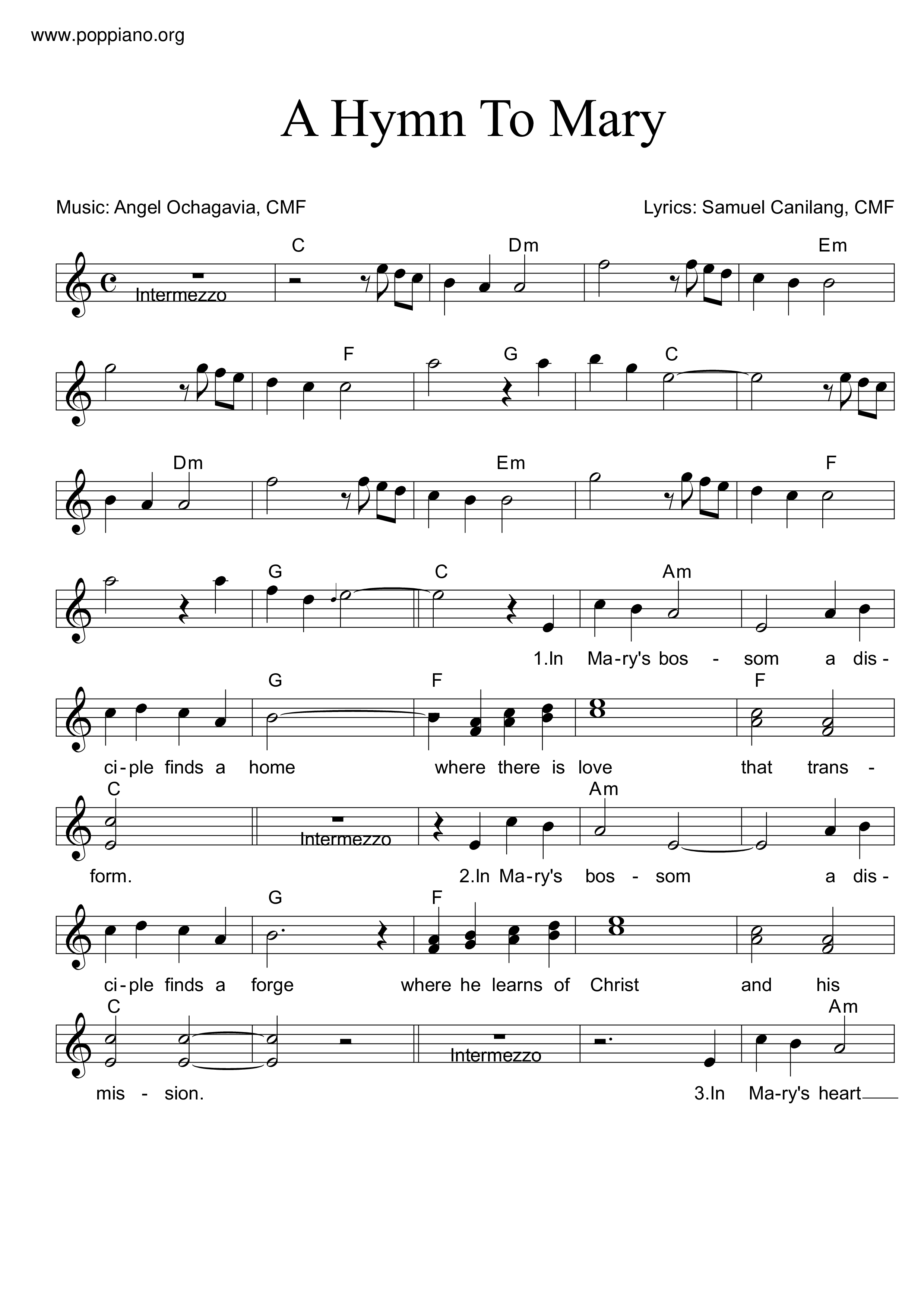 Spiritual-A Hymn To Mary Sheet Music pdf, - Free Score Download ★