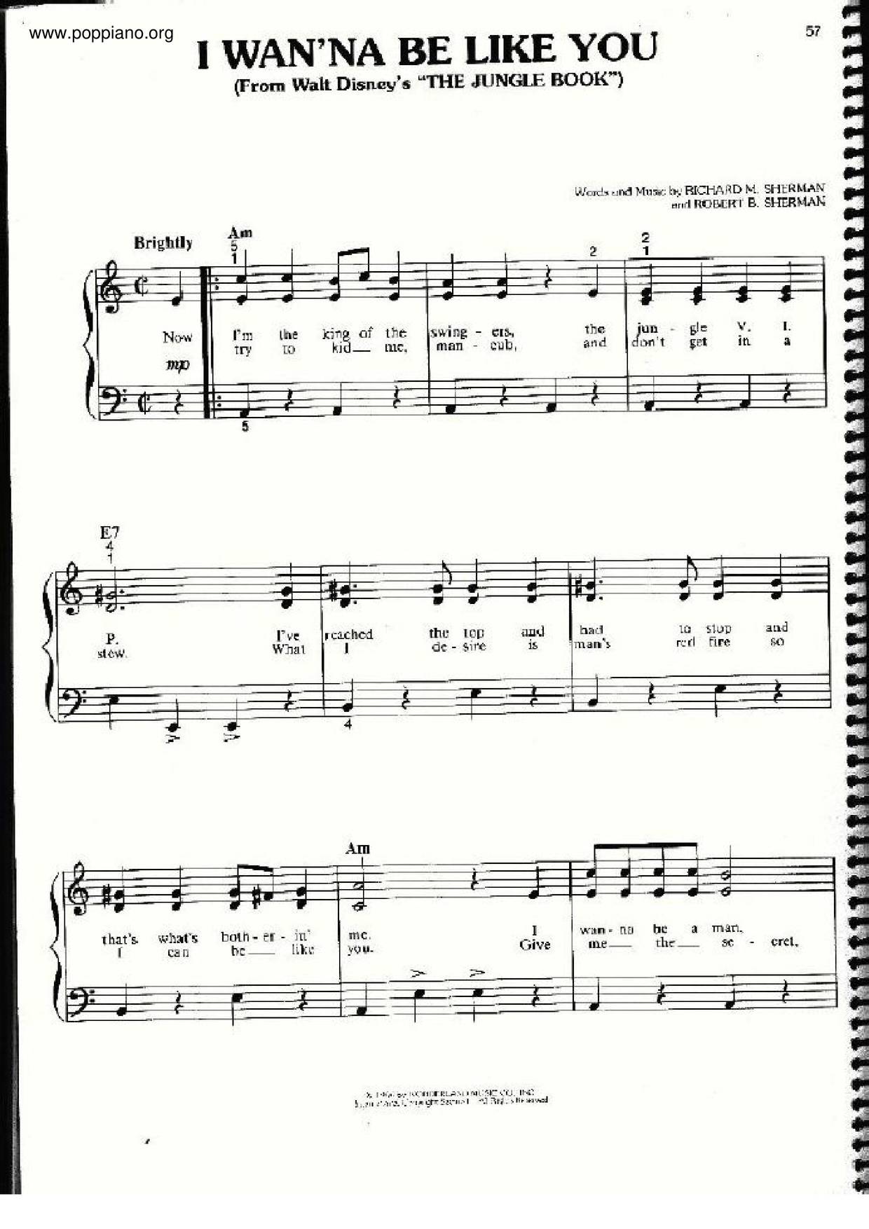 The Jungle Book-I Wan'na Be Like You Sheet Music pdf, - Free Score ...