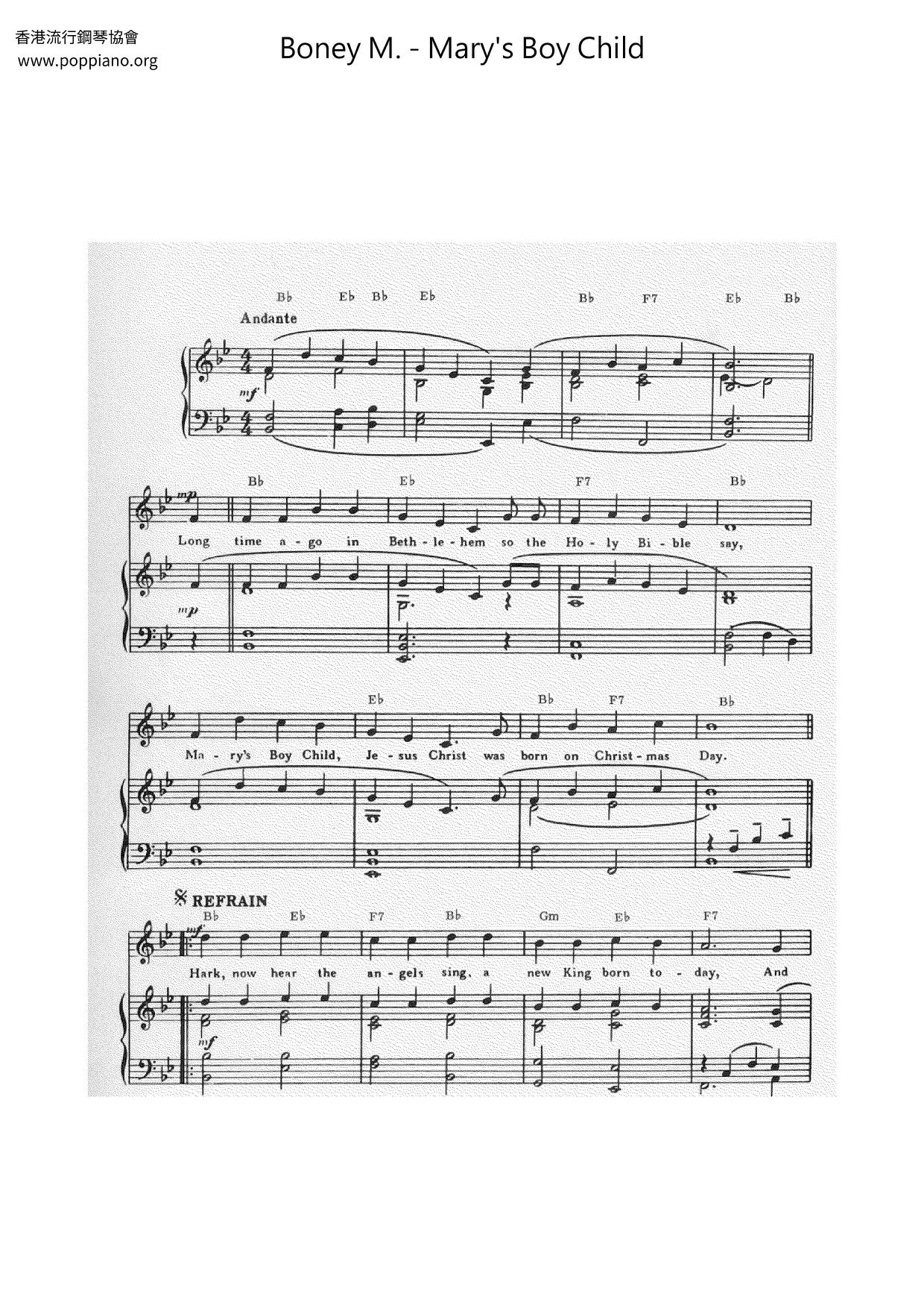Mary's Boy Child | Sheet Music | Piano Score Free PDF Download | HK Pop ... Mary's Boy Child | Sheet Music | Piano Score Free PDF Download | HK Pop ...