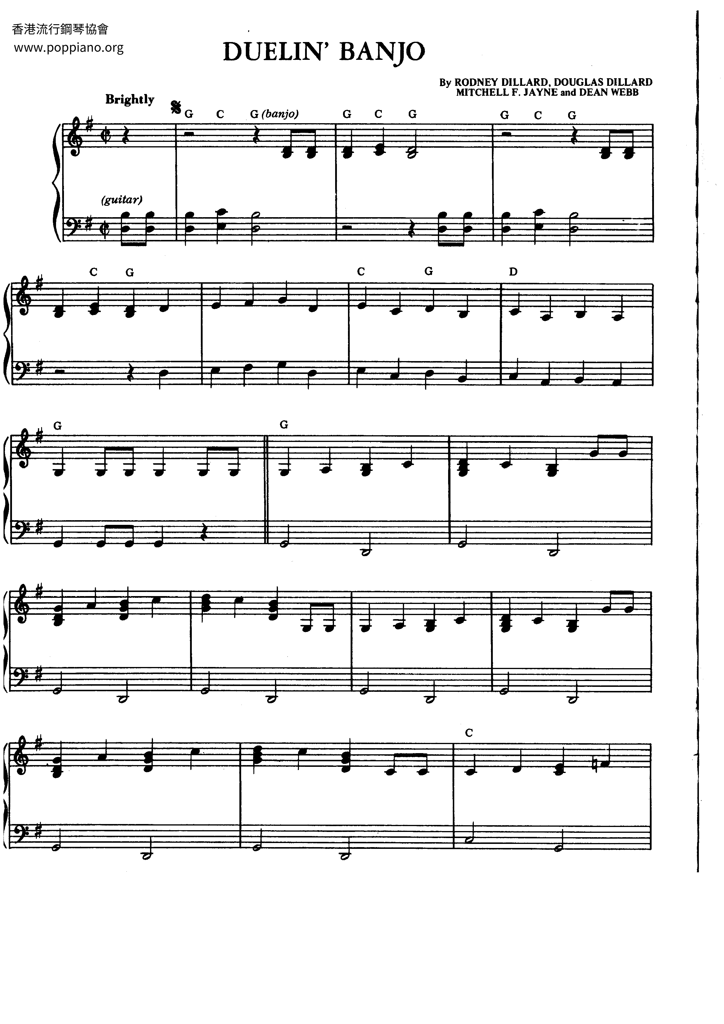 Doug Dillard-Duelin' Banjo 琴譜pdf-香港流行鋼琴協會琴譜下載 ★