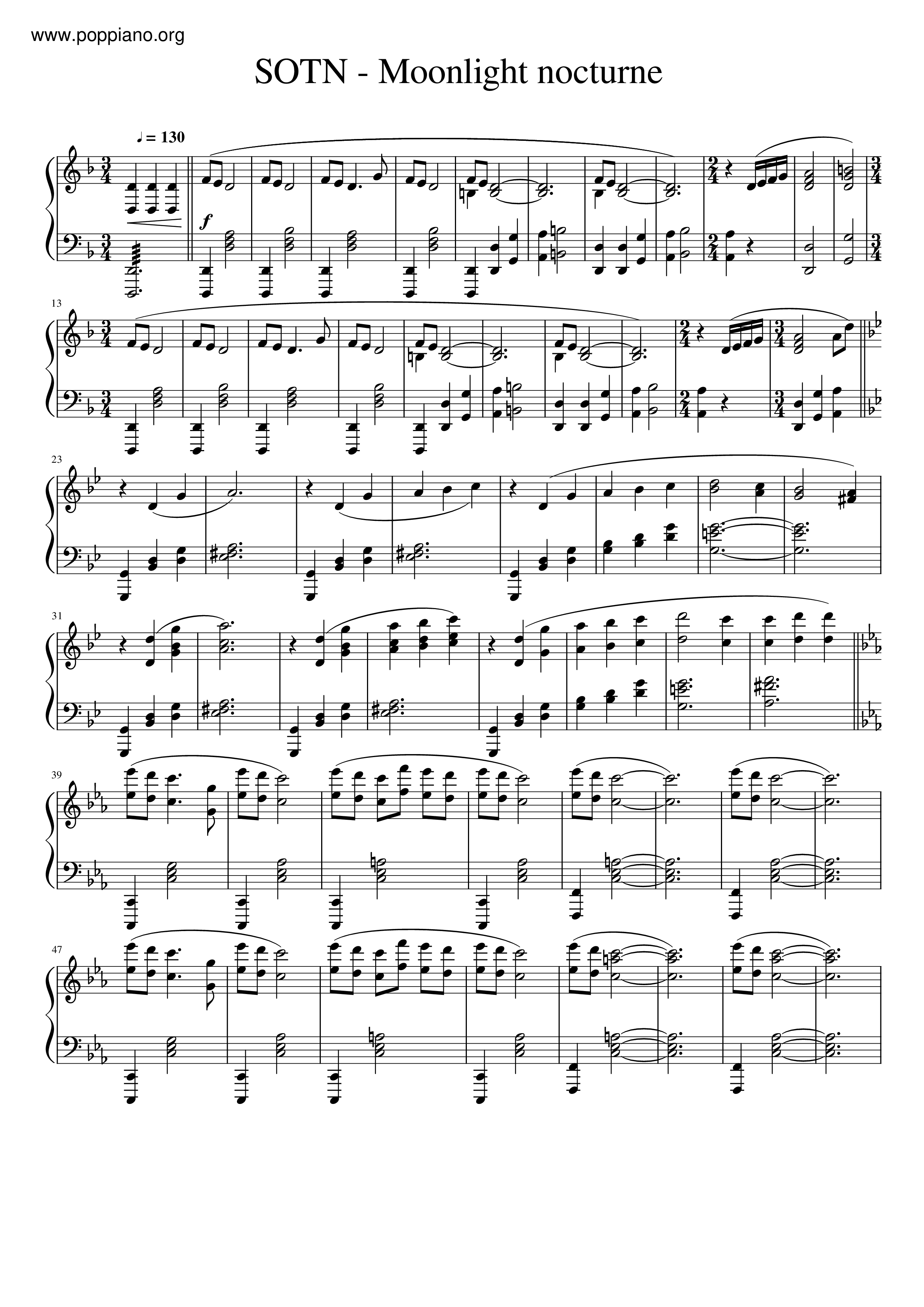 Symphony Of The Night-Moonlight Nocturne Sheet Music pdf, - Free Score ...
