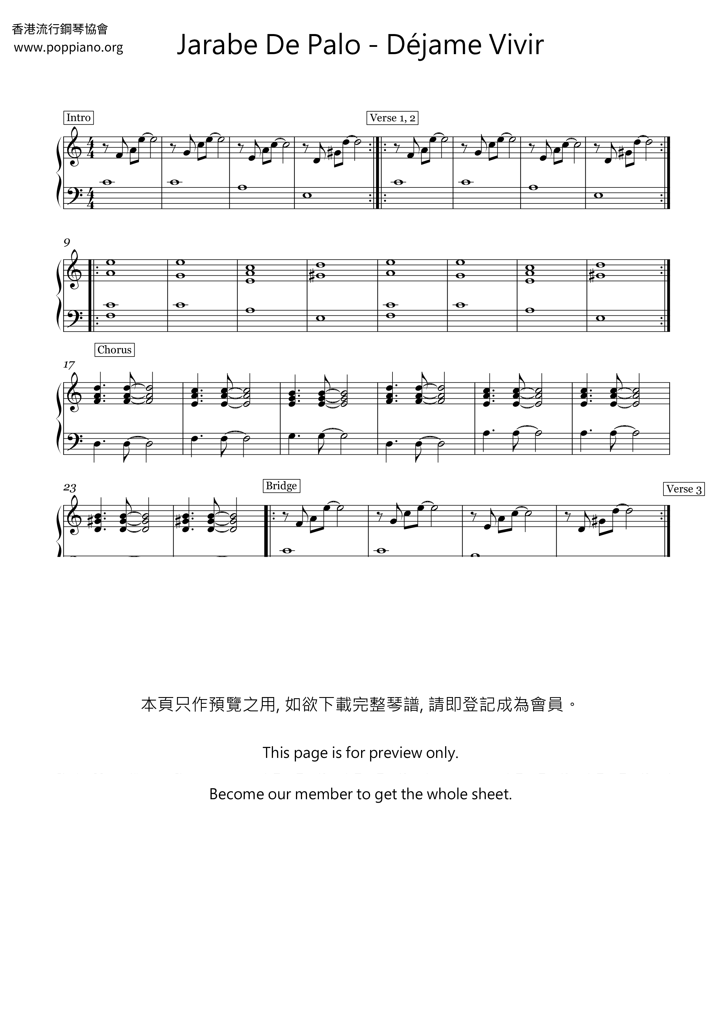 Jarabe De Palo-Déjame Vivir Sheet Music pdf, - Free Score Download ★
