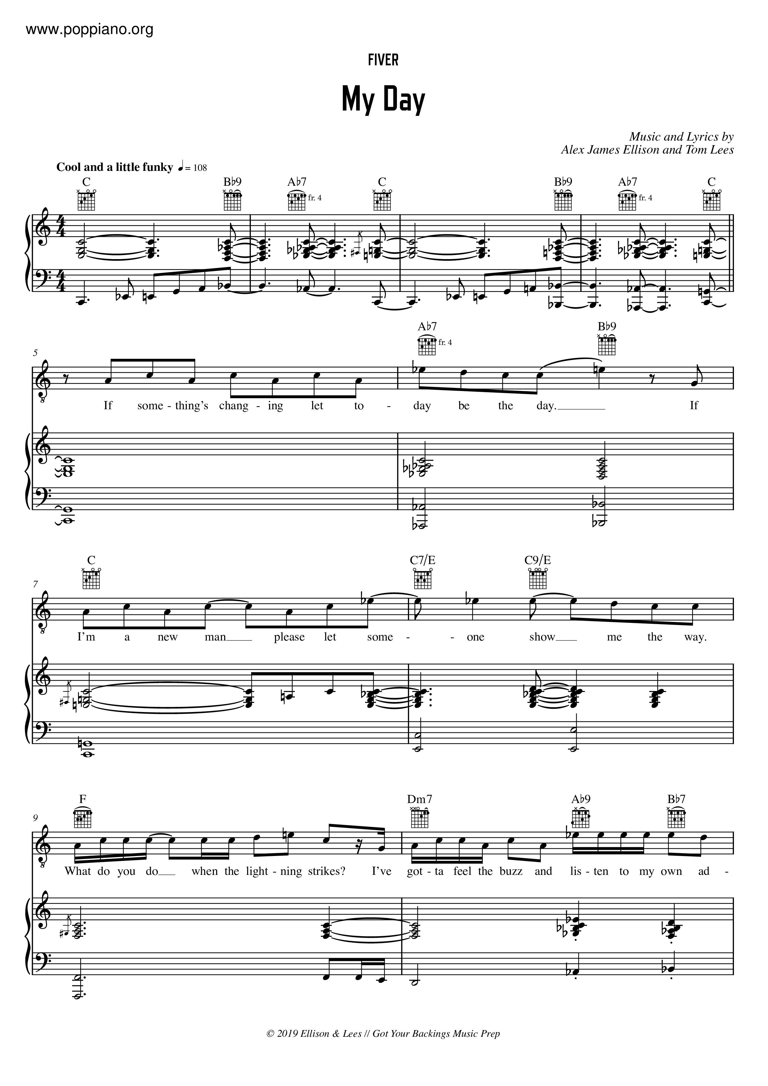 Fiver Musical-My Day Sheet Music pdf, - Free Score Download ★