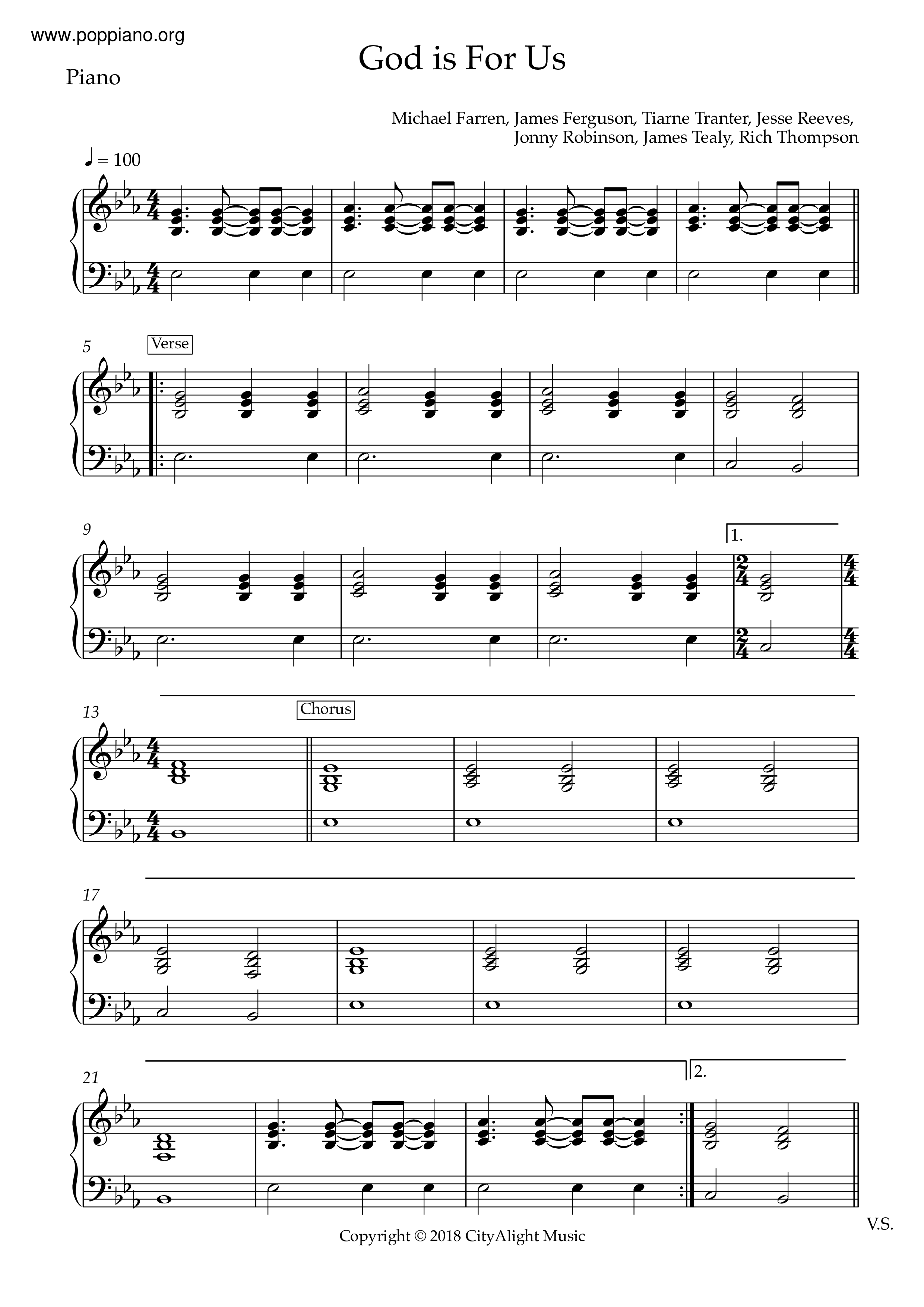 ★ 詩歌-God Is For Us 琴譜pdf-香港流行鋼琴協會琴譜下載 ★