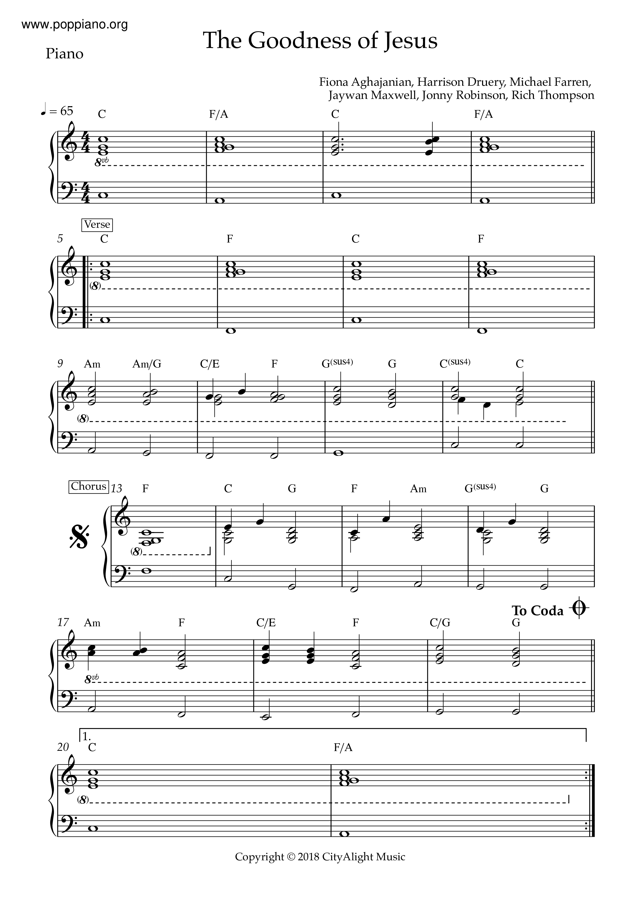 Spiritual-The Goodness Of Jesus Sheet Music pdf, - Free Score Download ★