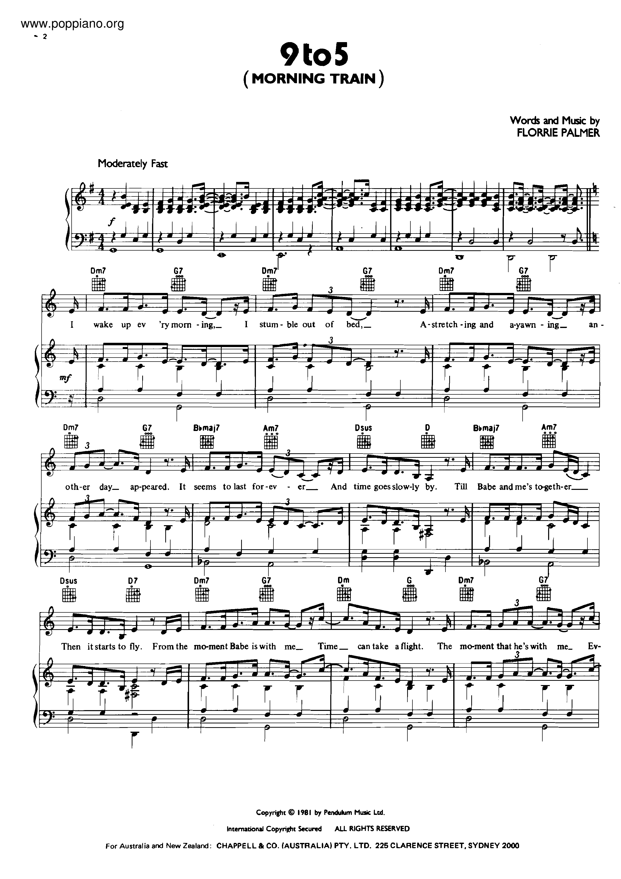 Movie Soundtrack 9 To 5 Sheet Music Pdf Free Score Download 