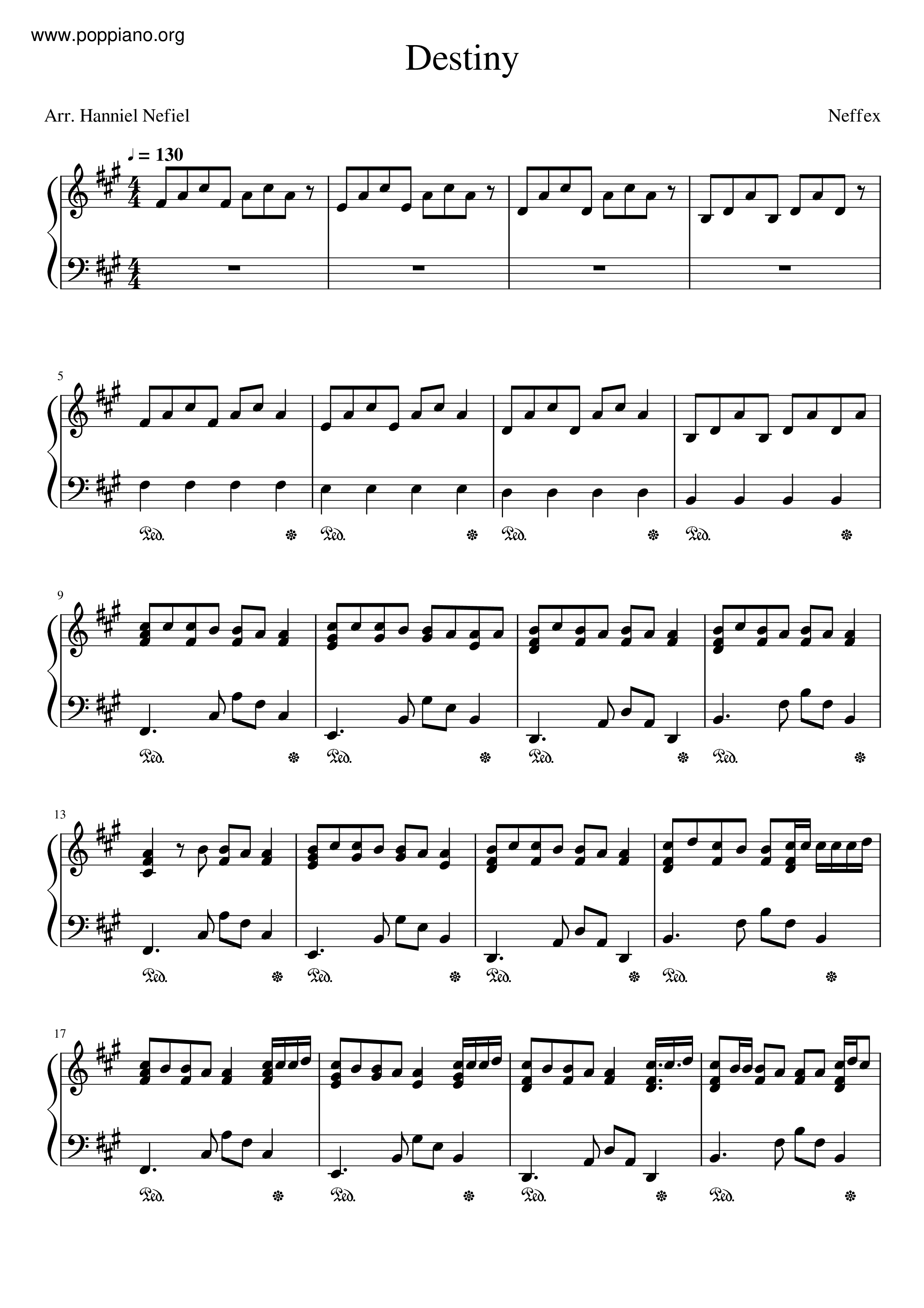 NEFFEX-Destiny 琴譜pdf-香港流行鋼琴協會琴譜下載 ★