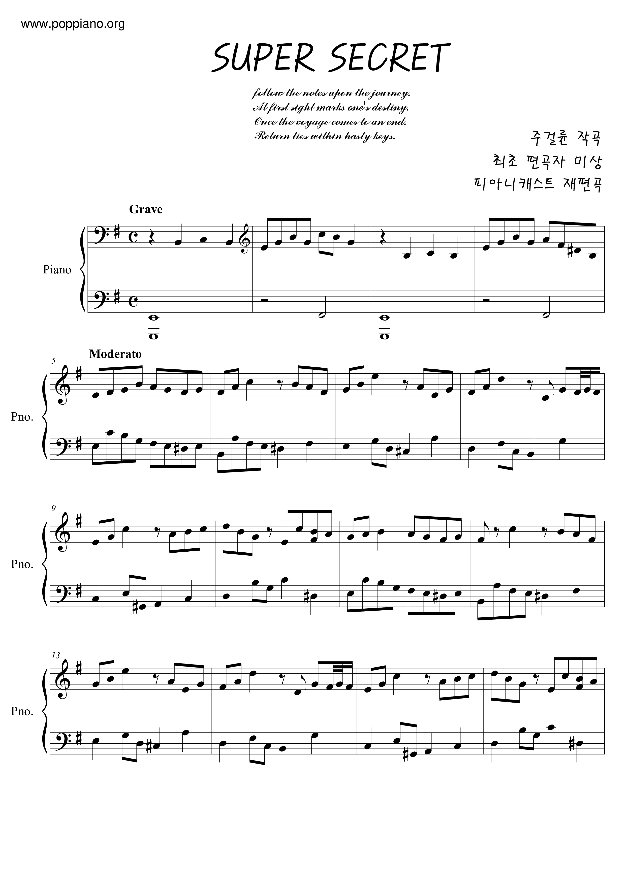 Jay Chou-Super Secret Sheet Music pdf, - Free Score Download ★