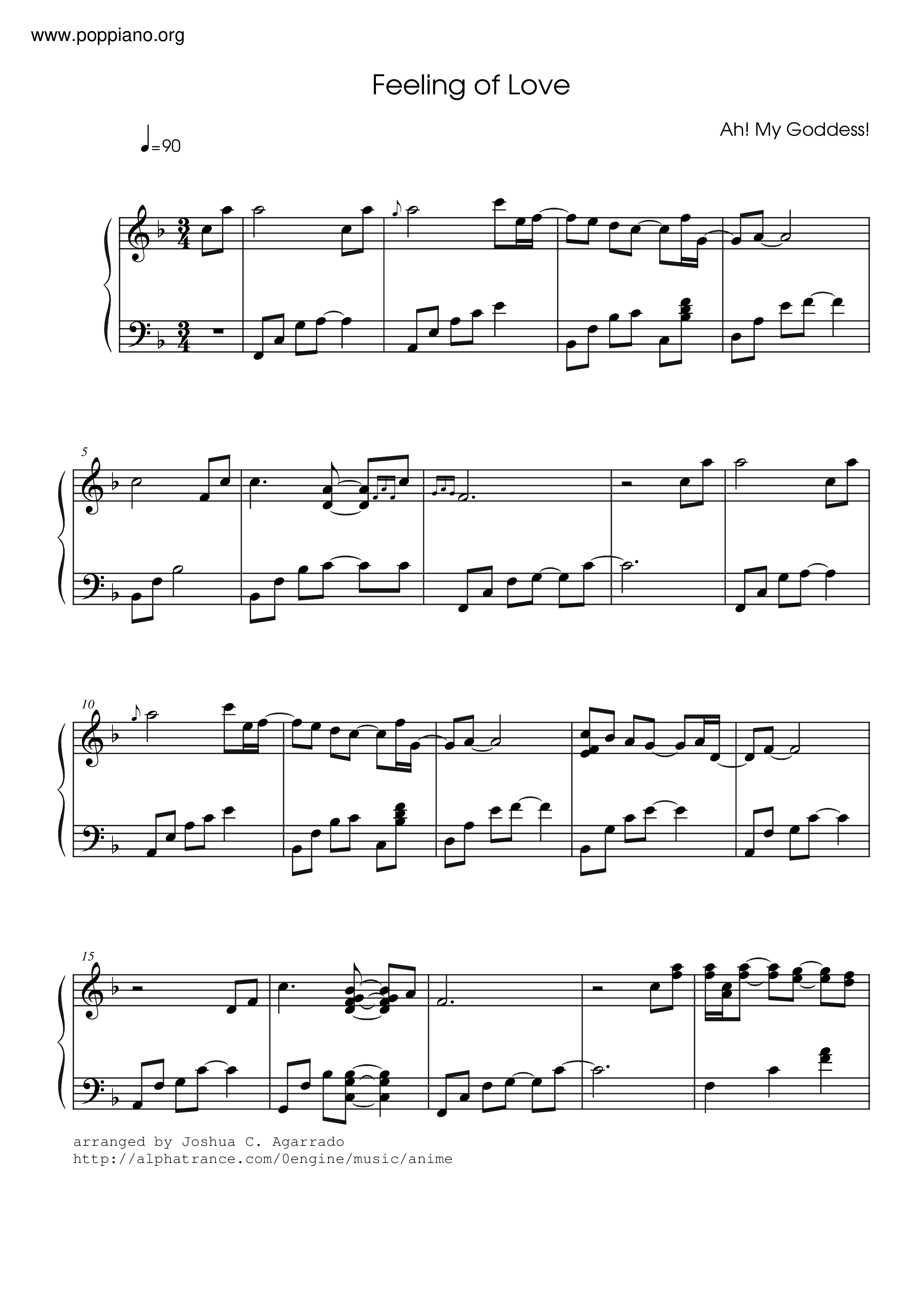 Oh My Goddess!-Feeling Of Love Sheet Music pdf, - Free Score Download ★
