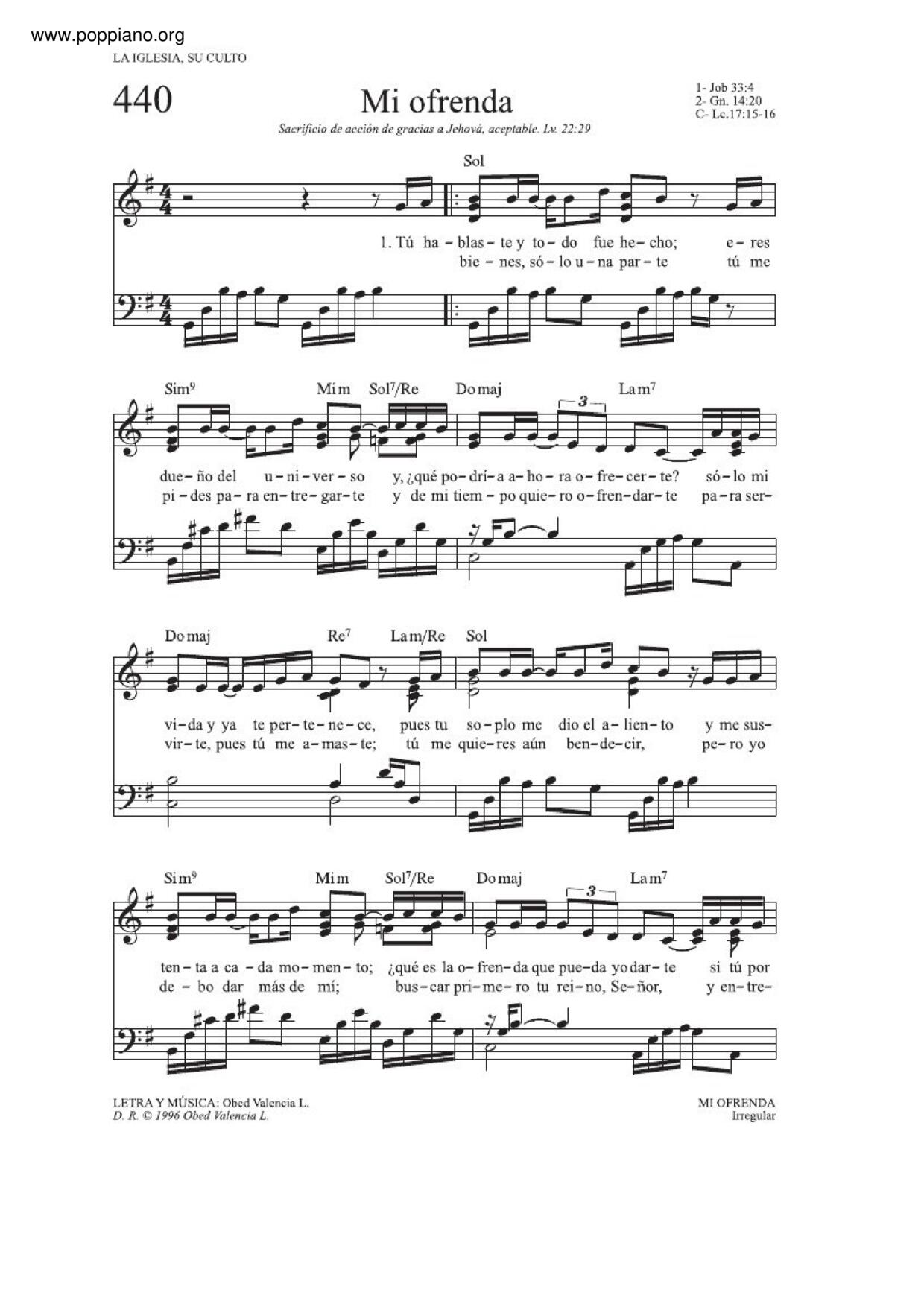 Spiritual-Mi Ofrenda Sheet Music pdf, - Free Score Download ★