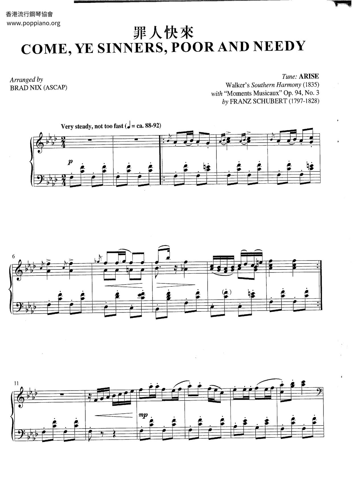 Spiritual-Come Sinner Sheet Music pdf, - Free Score Download ★