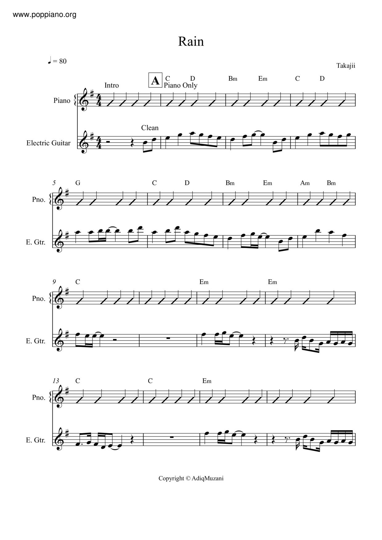 TAKAJI-Idk Sheet Music pdf, - Free Score Download ★