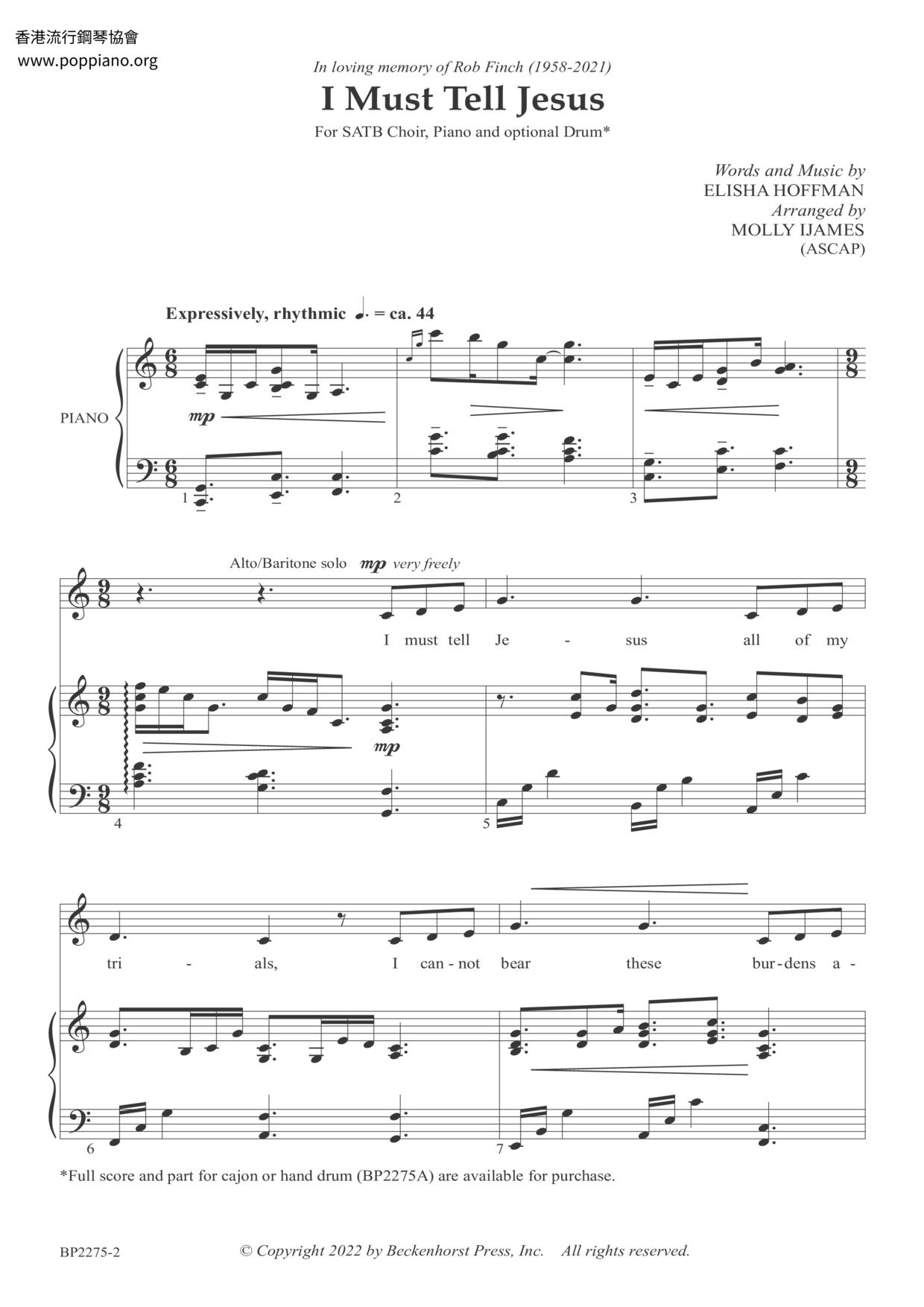 Spiritual-I Must Tell Jesus Sheet Music pdf, - Free Score Download ★