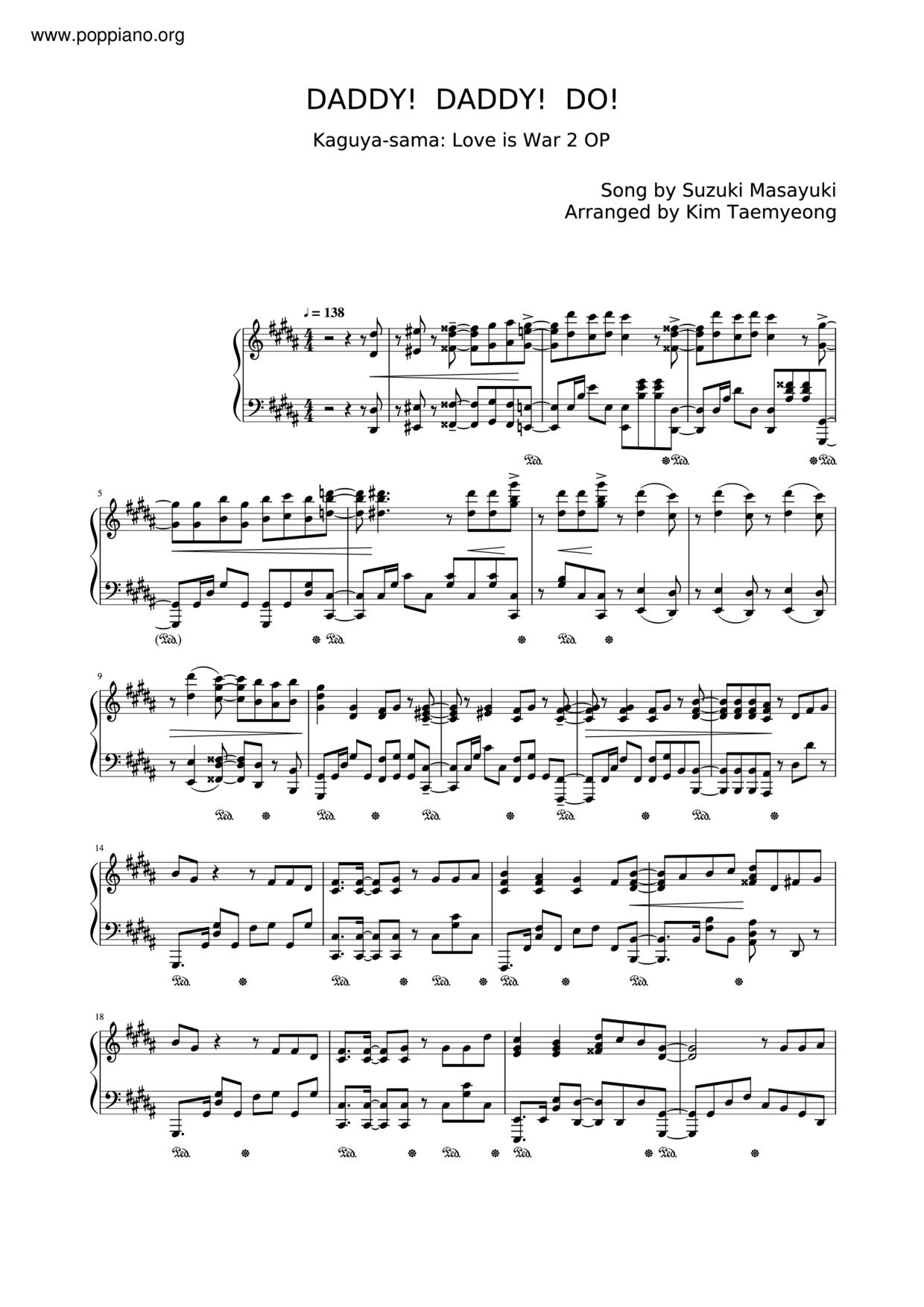 Masayuki Suzuki-Daddy! Daddy! Do! (Kaguya-Sama: Love Is War) Sheet Music pdf, - Free Score ...